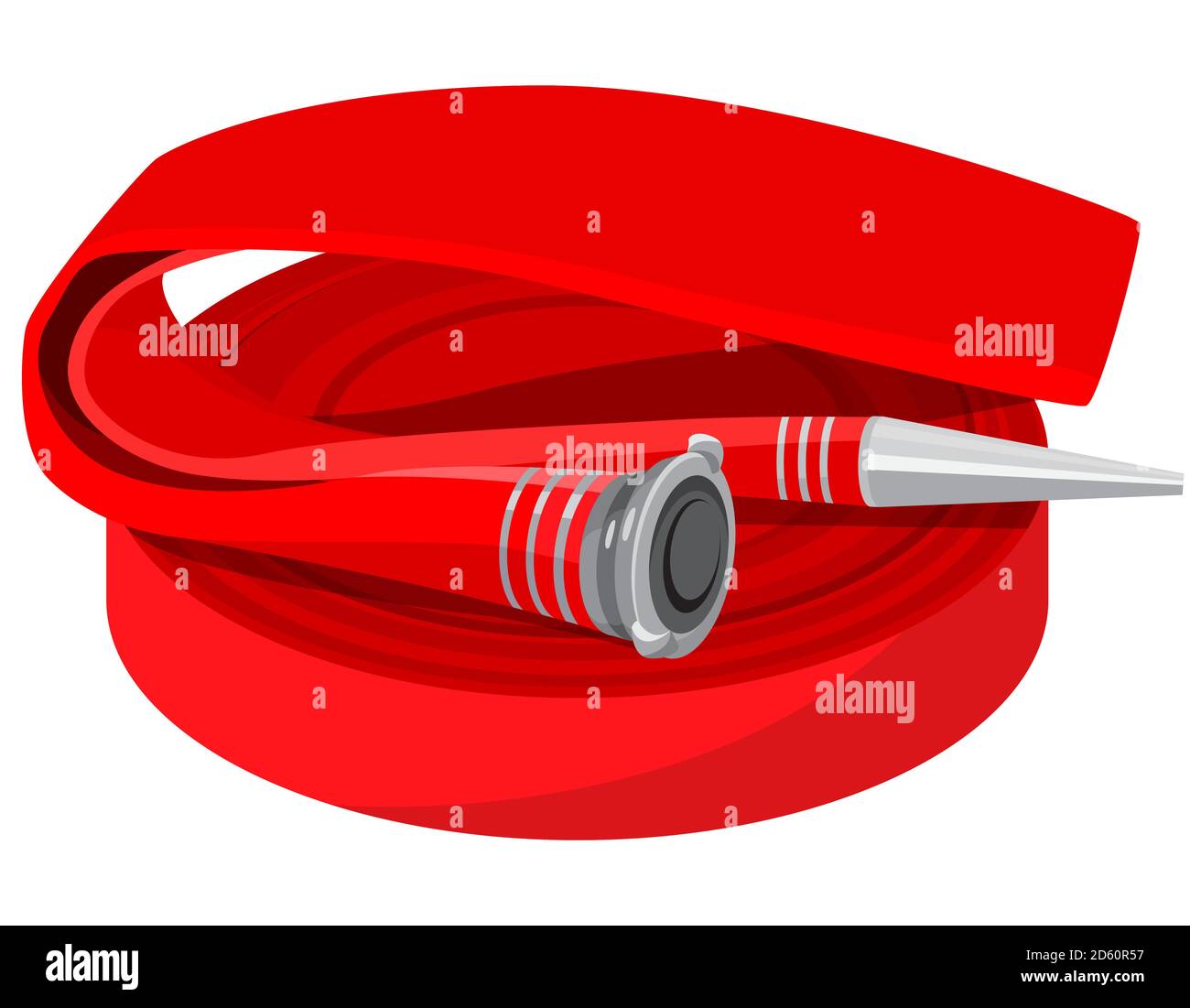 Red water hose. Fire equipment in cartoon style Stock Vector Image ...