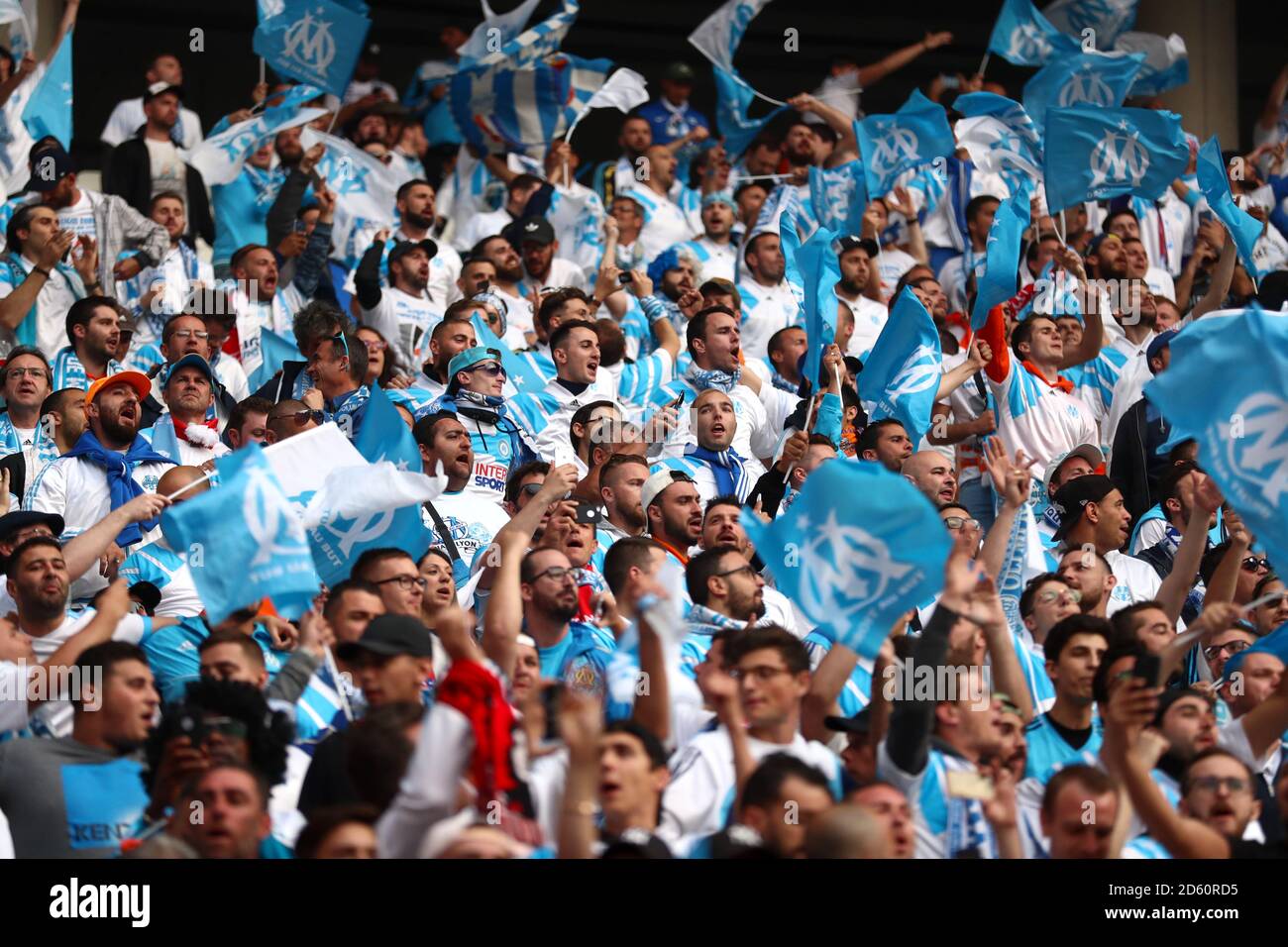 Marseille fans cheer in the stands Stock Photo - Alamy
