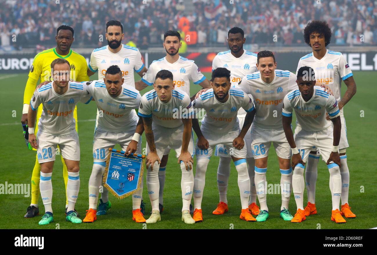 Marseille team group. Top Row (left to right) Steve Mandanda, Adil Rami ...