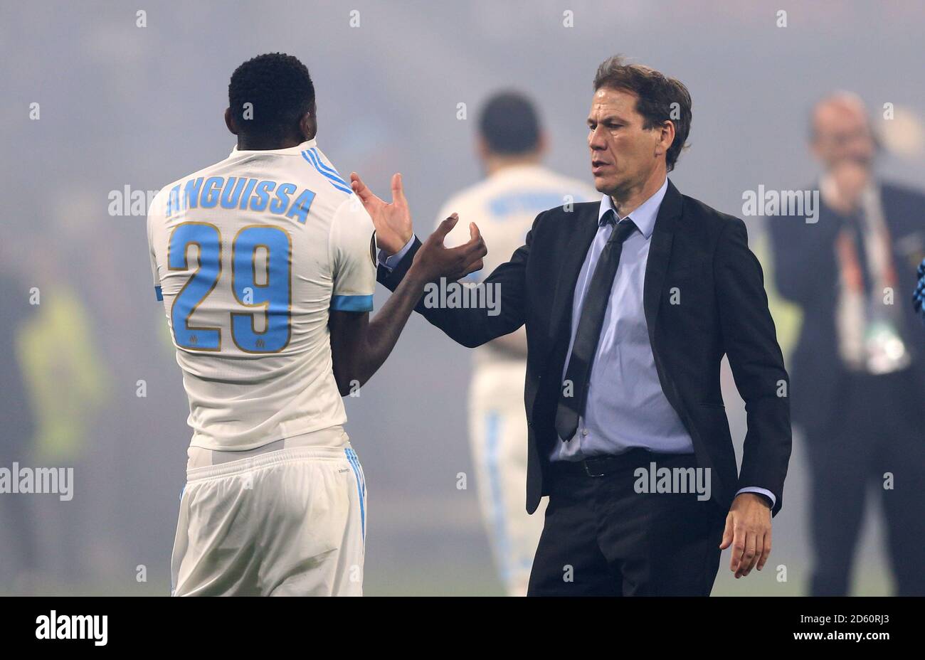Marseille Manager Rudi Garcia (right) shakes hands with Andre-Franck ...