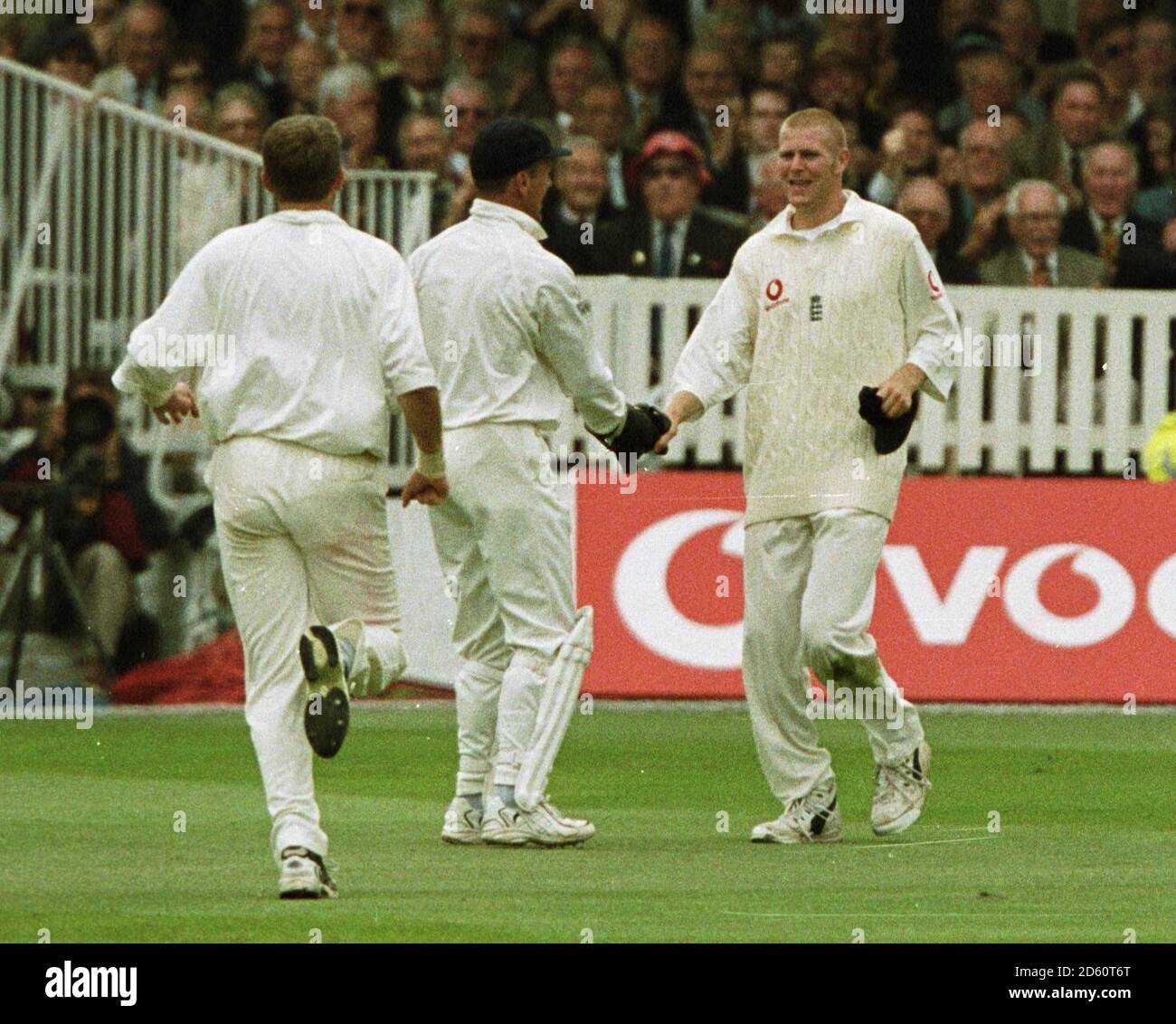 England's Matthew Hoggard catches West Indies Sherwin Campbell out and ...