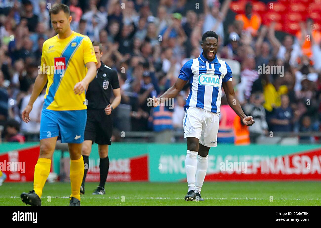 Thatcham Town's Ashleigh James (right) celebrates after the final ...