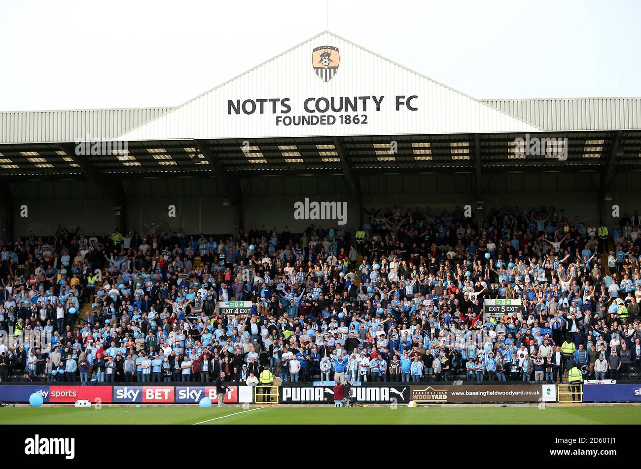 A view of Coventry City fans in the Jimmy Sirrel Stand at Meadow Lane ...