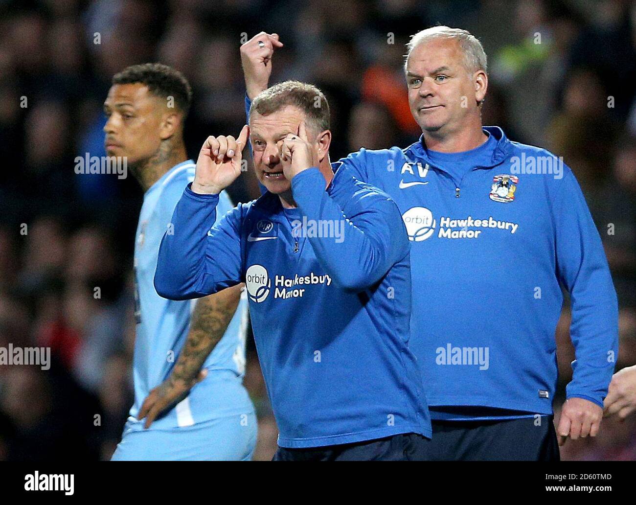 Coventry City manager Mark Robins (left) and assistant Adrian Viveash ...
