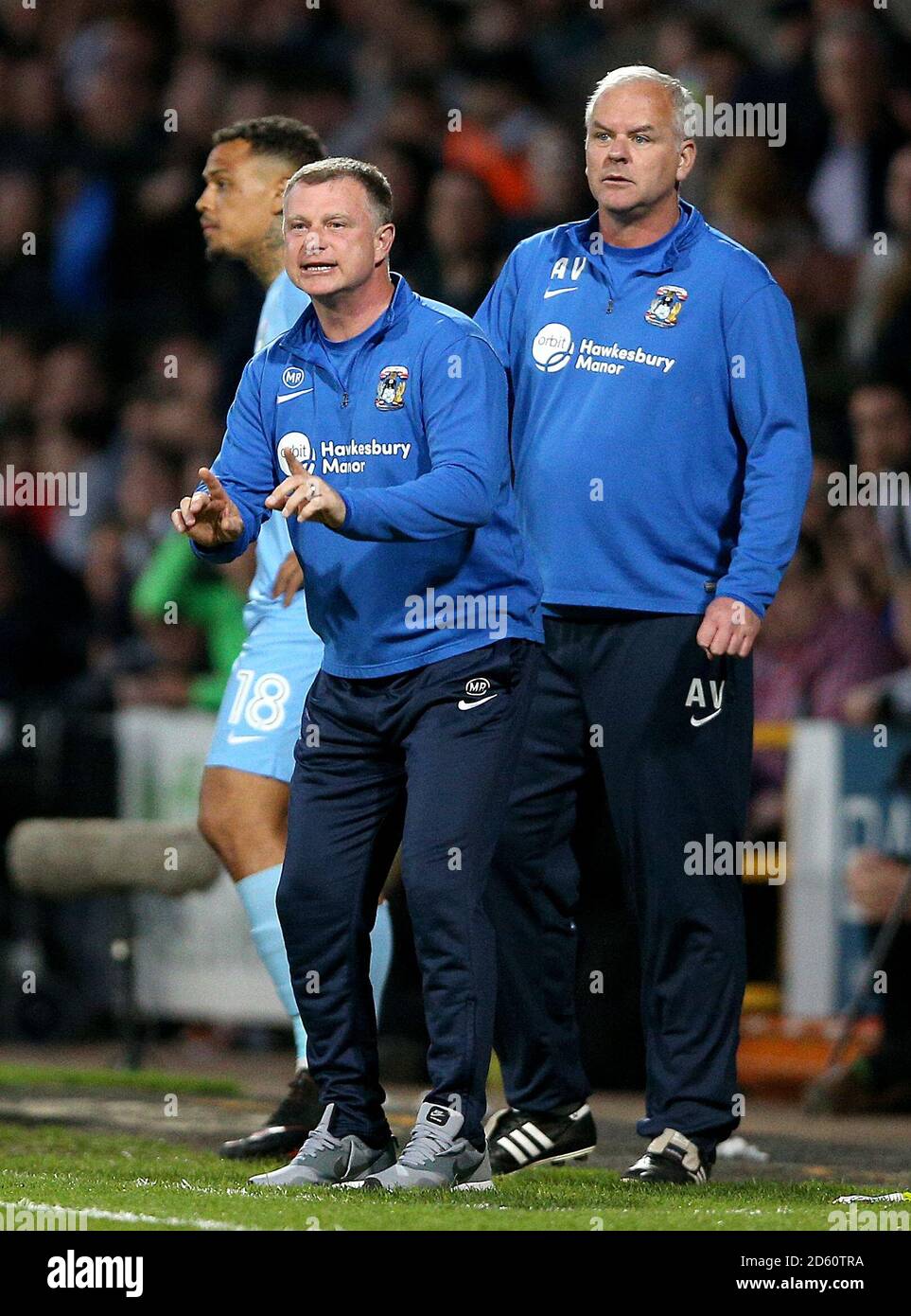 Coventry City manager Mark Robins (left) and assistant Adrian Viveash ...