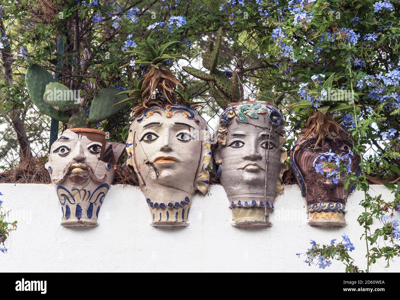 Traditional garden pots, Vulcano Island, Aeolian Islands, Sicily, Italy ...