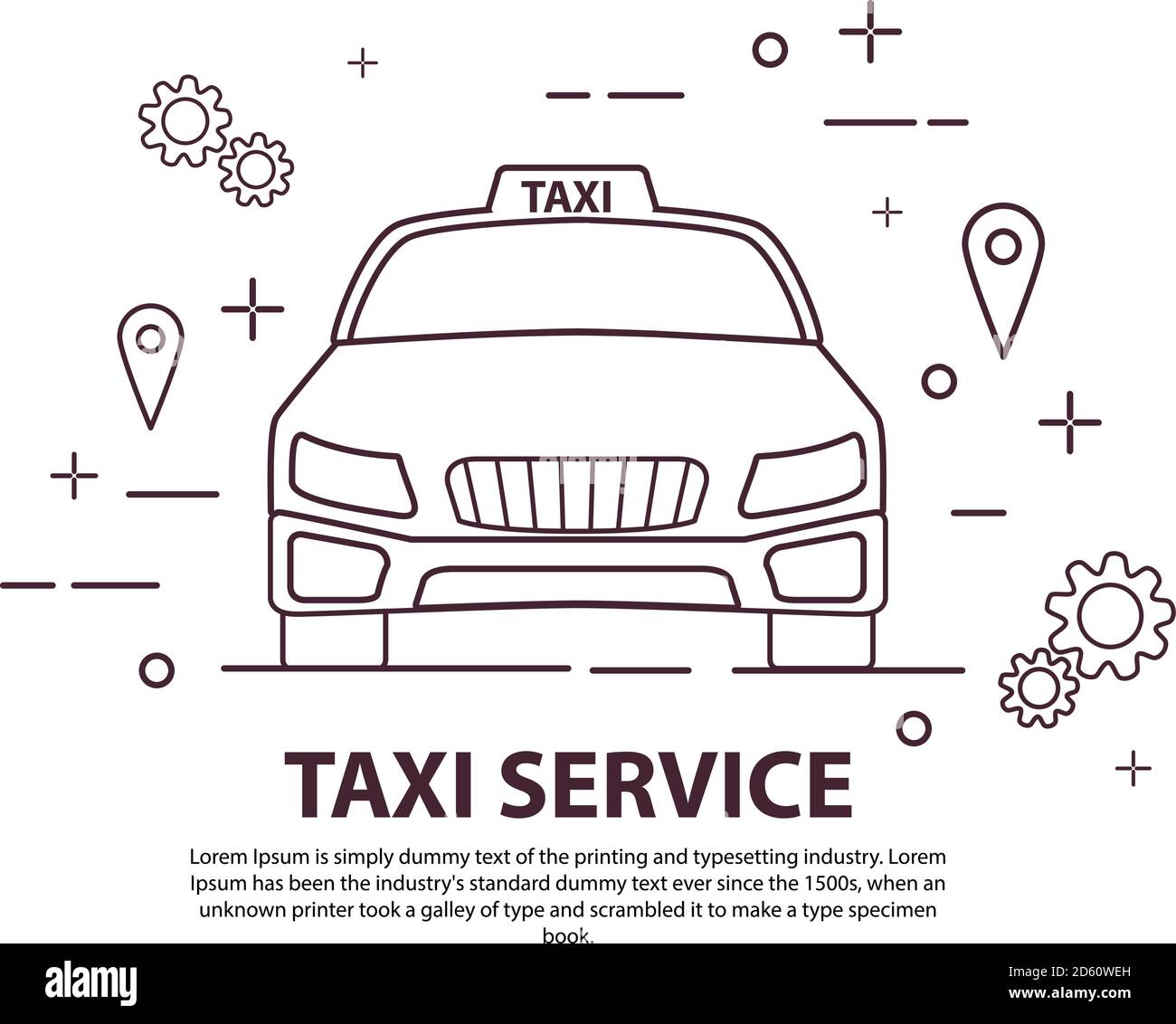 Taxi service icon. Car front view. Line art flat vector Stock Vector ...
