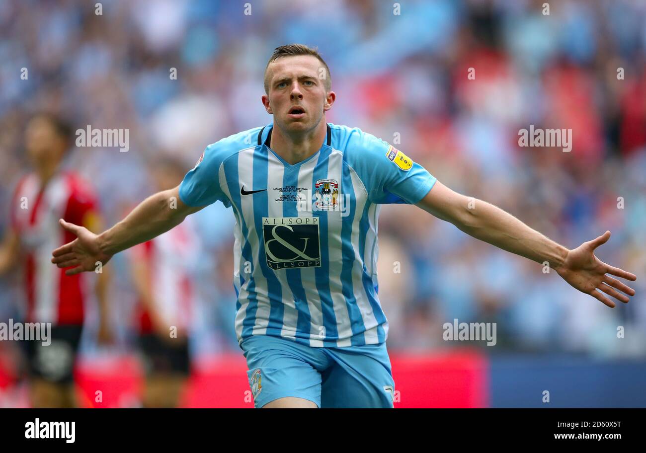Coventry City's Jordan Shipley celebrates scoring his side's second ...
