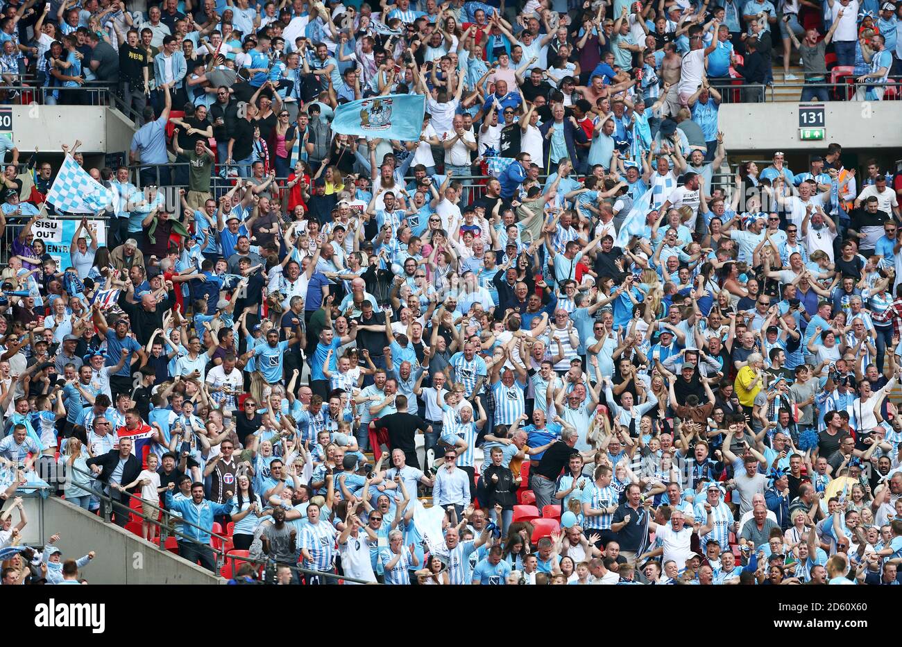 Coventry City fans celebrate their side's second goal Stock Photo - Alamy