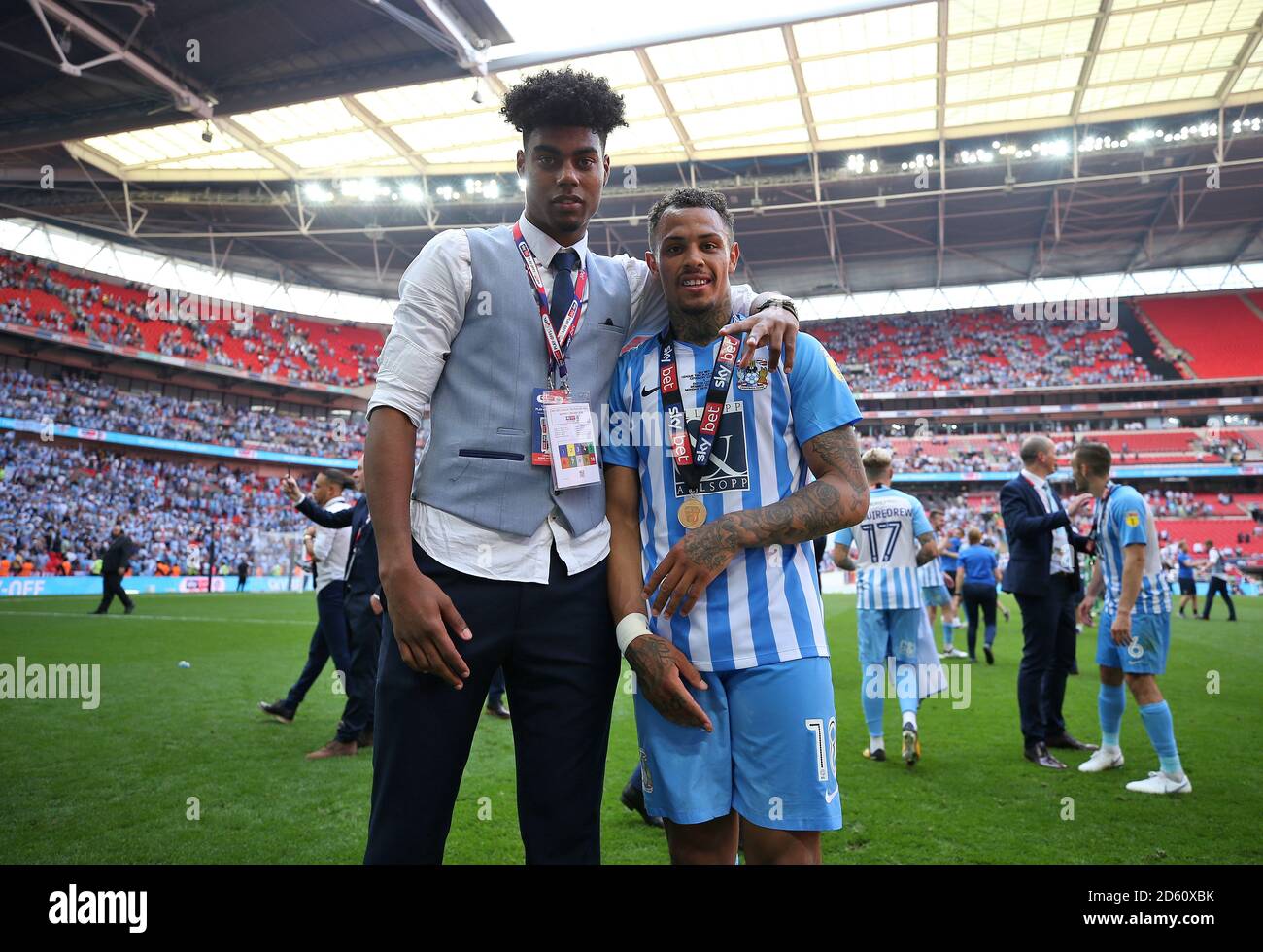 Coventry City goalkeeper Corey Addai (left) and Jonson Clarke-Harris ...