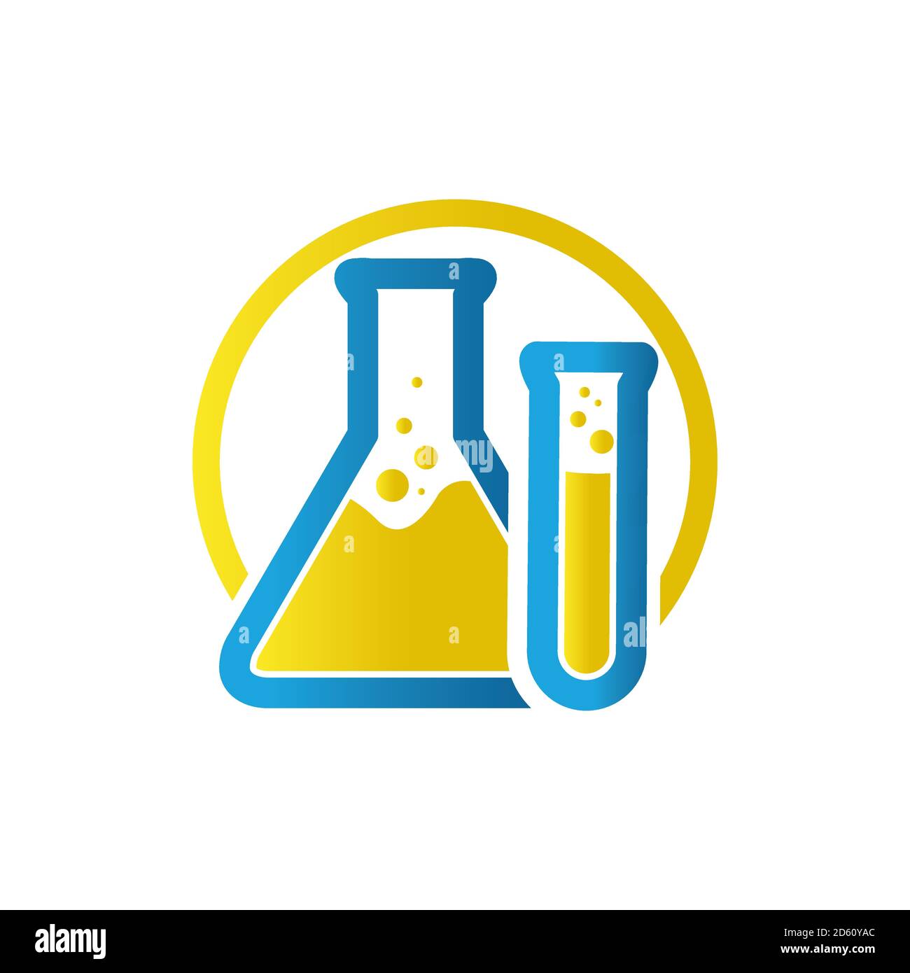 blue yellow flask sign Lab logo template vector design researh science ...