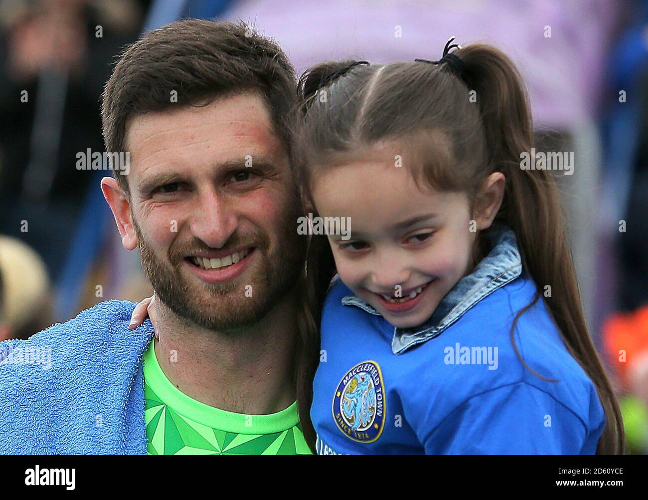 Macclesfield Town's Shwan Jalal celebrates with ihis family Stock Photo ...