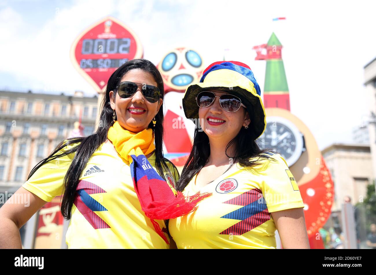 Columbian fans in front Fifa World Cup 2018 in Moscow, Russia Stock ...