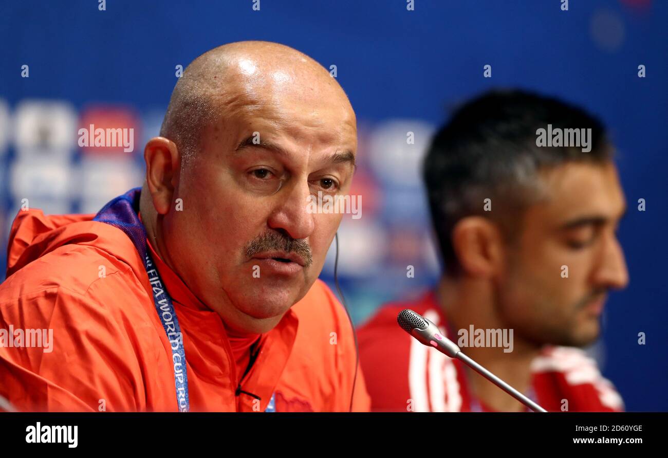 Russia manager Stanislav Cherchesov during a press conference inside ...