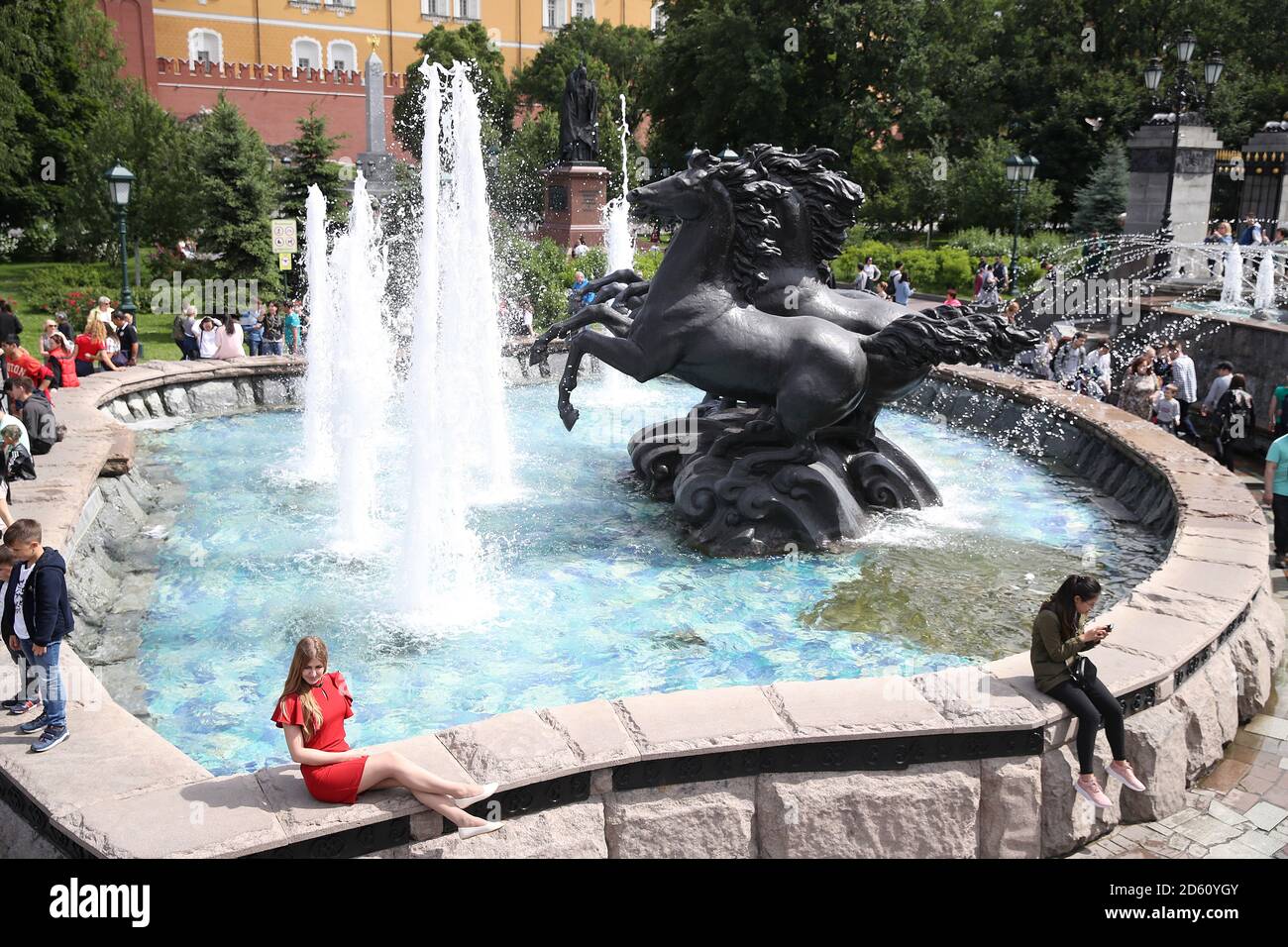 Four Horse Fountain, Alexandrovsky Gardens in Red Square prior to the ...