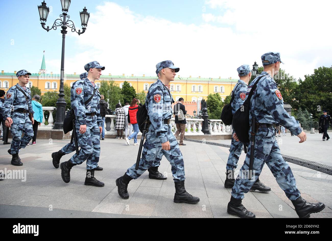 Security personel in Alexandrovsky Gardens in Red Square prior to the ...