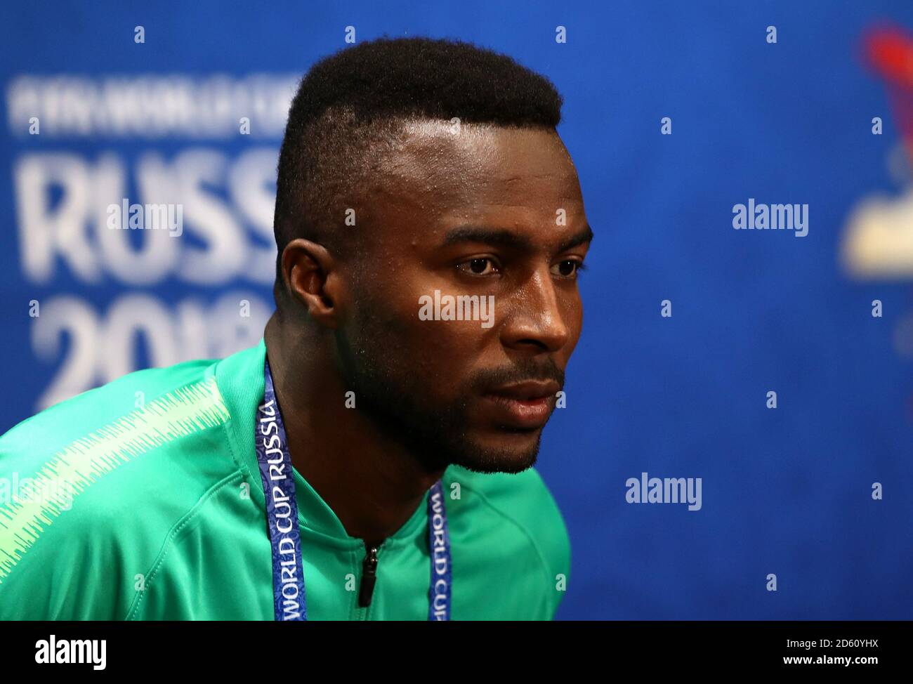 Saudi Arabia's Osama Hawsawi during a press conference inside the ...