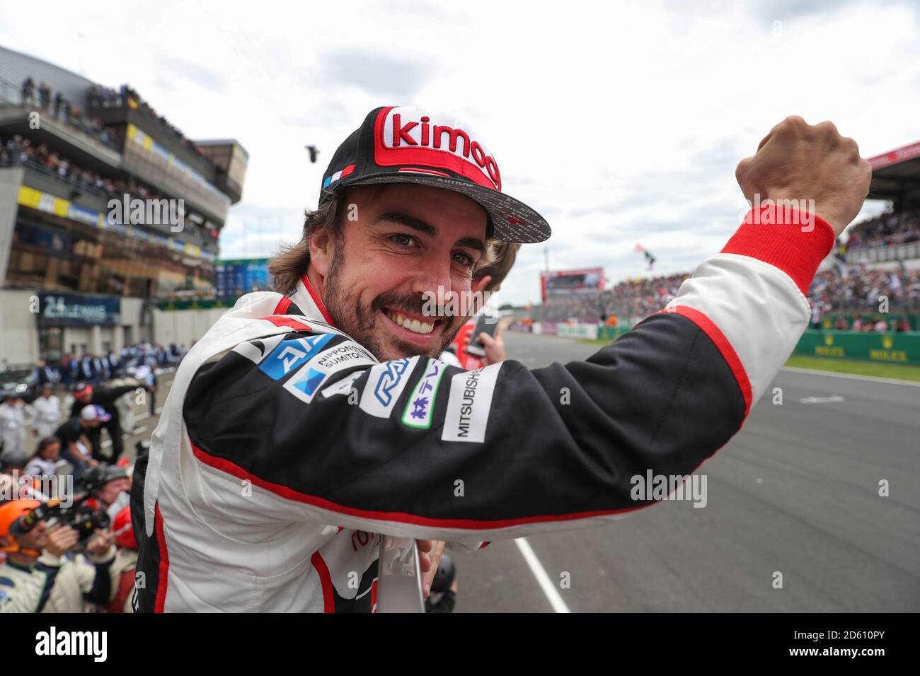 Fernando Alonso celebrates winning Le Mans Stock Photo - Alamy
