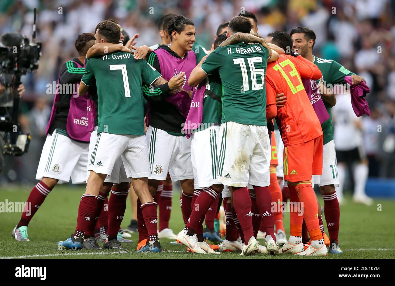 Mexico team-mates celebrate after the final whistle Stock Photo - Alamy
