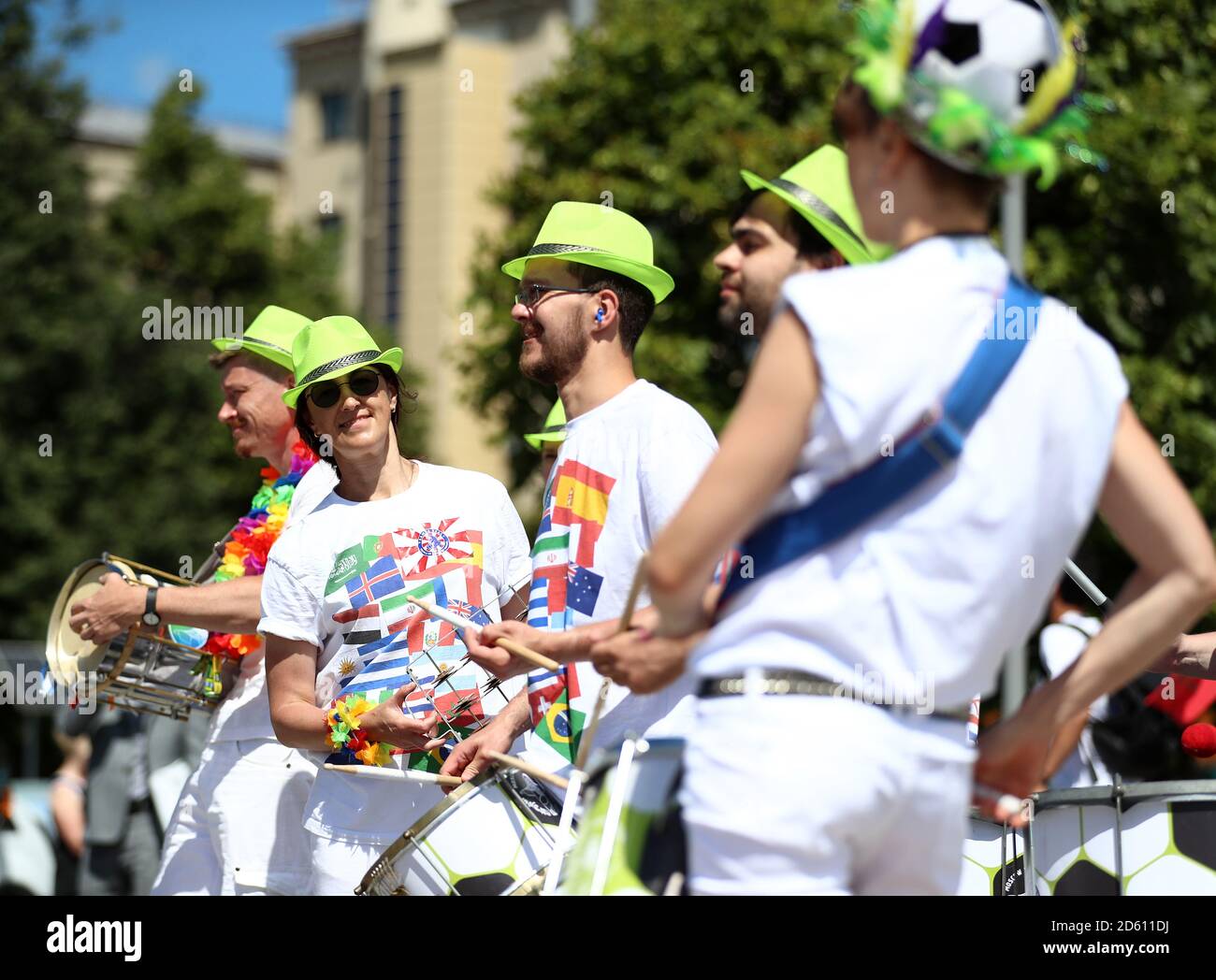 A World Cup themed band play outside the Luzhniki Stadium before the ...