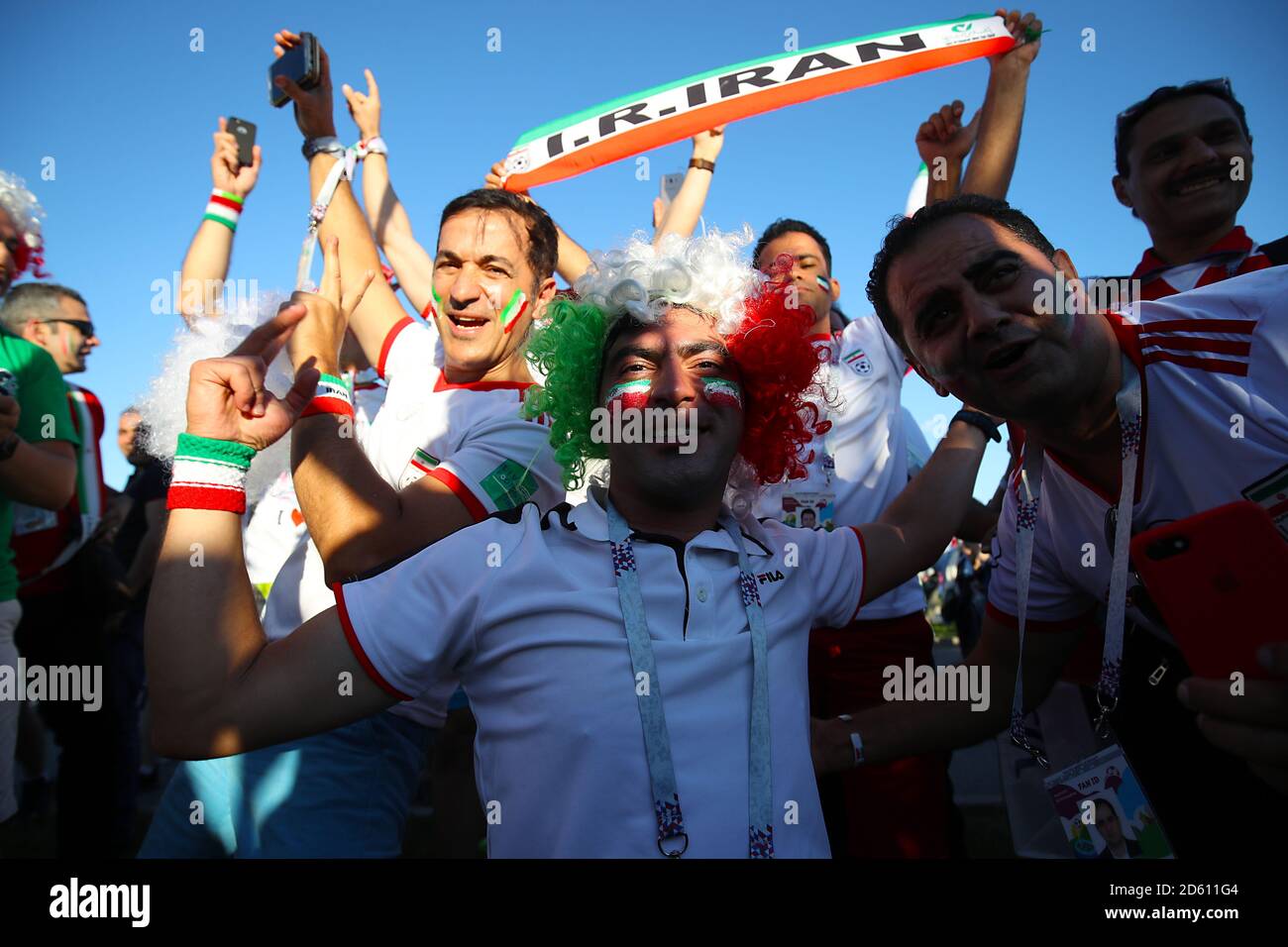Iran fans show their support ahead of the match Stock Photo - Alamy