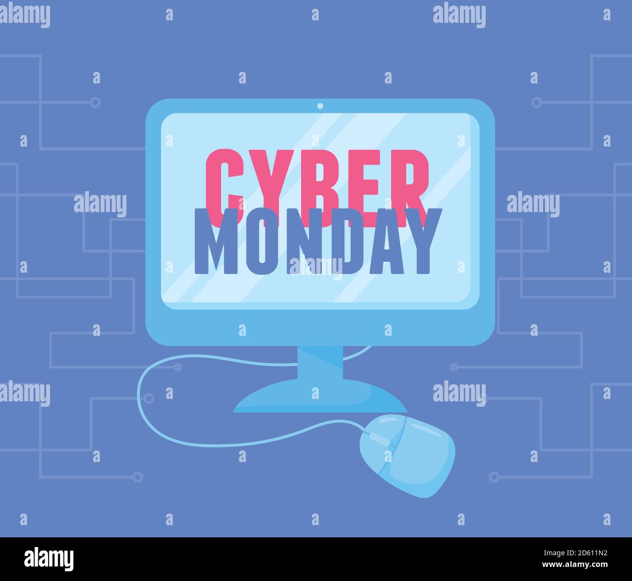 cyber monday, computer monitor technology vector illustration Stock ...
