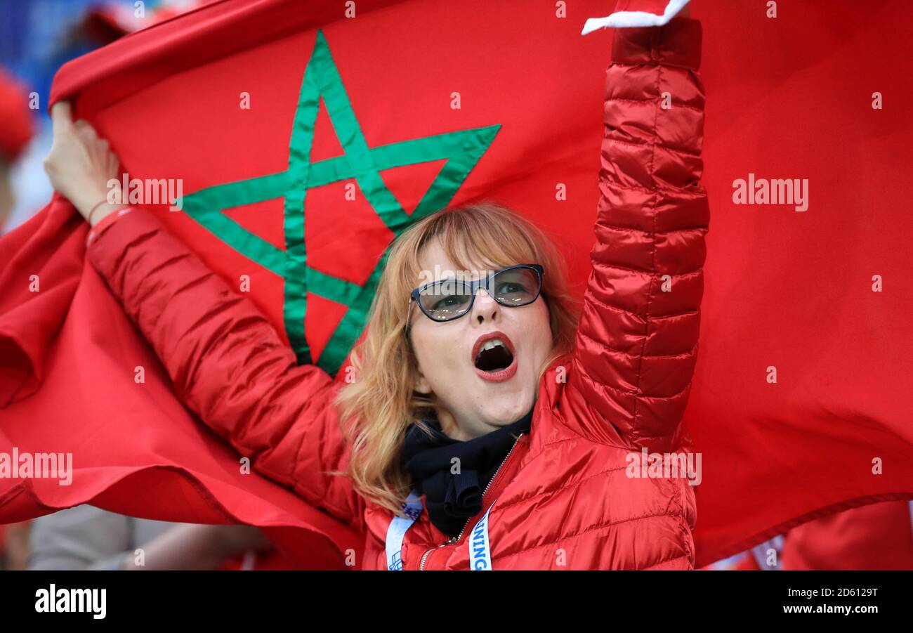 A Morocco fan in the stands shows her support Stock Photo - Alamy