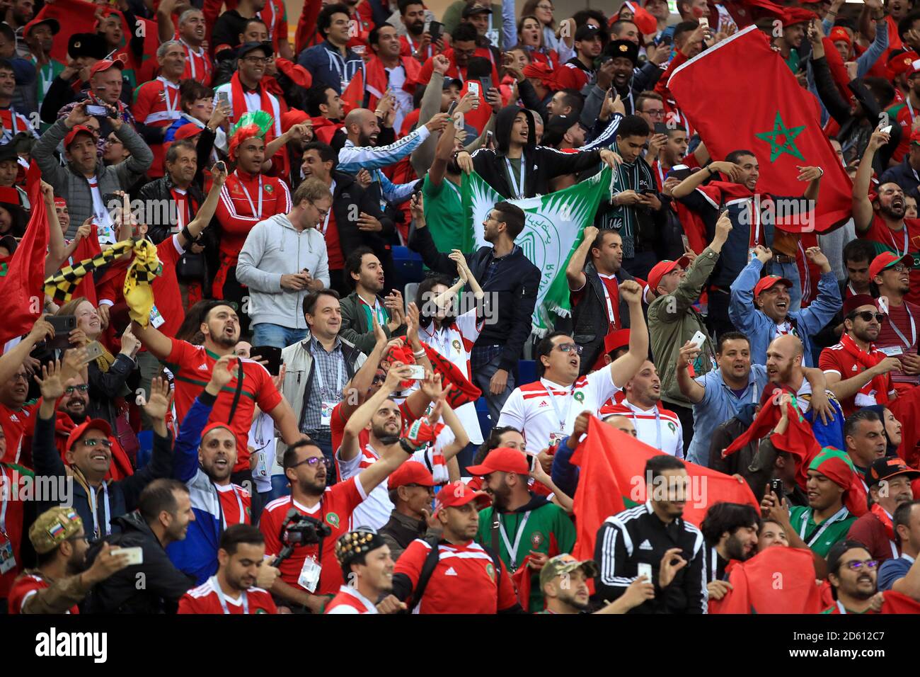 Morocco fans in the stands celebrate their goal Stock Photo - Alamy