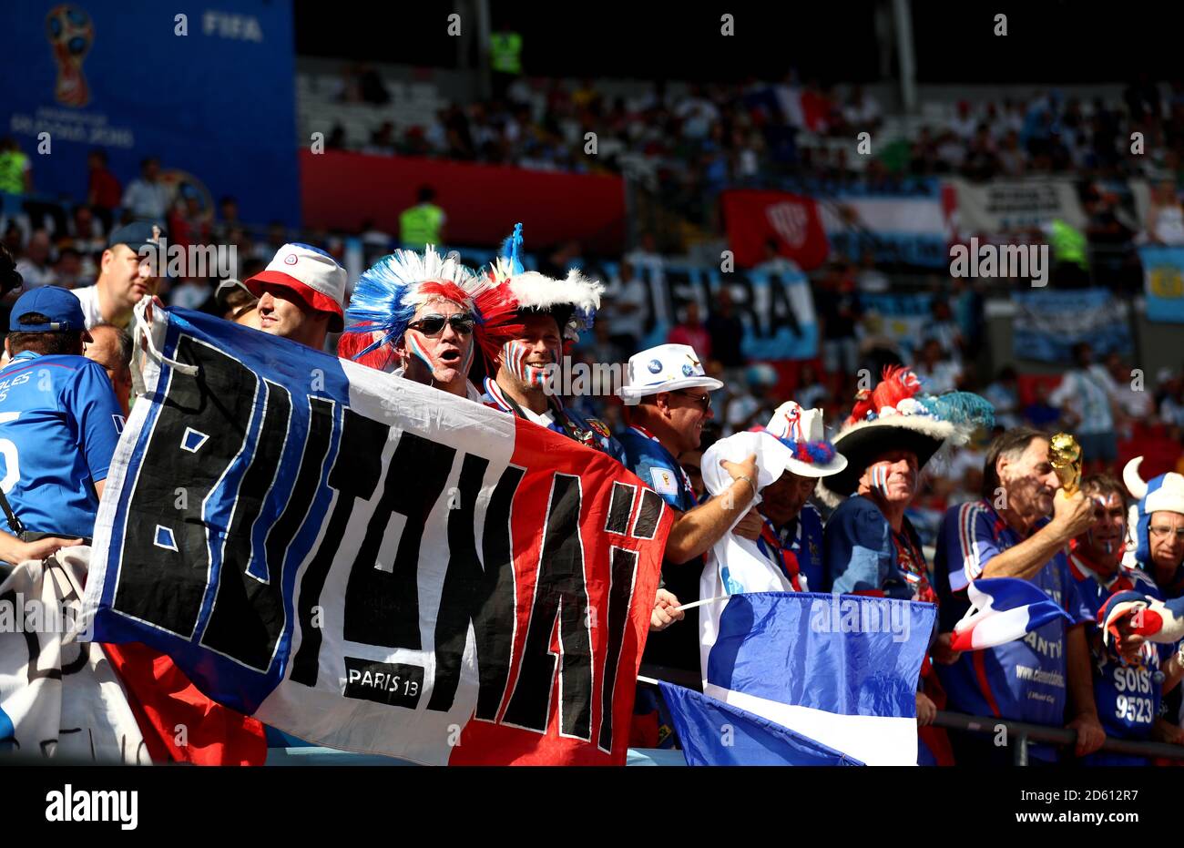 France fans show support for their team in the stands Stock Photo - Alamy