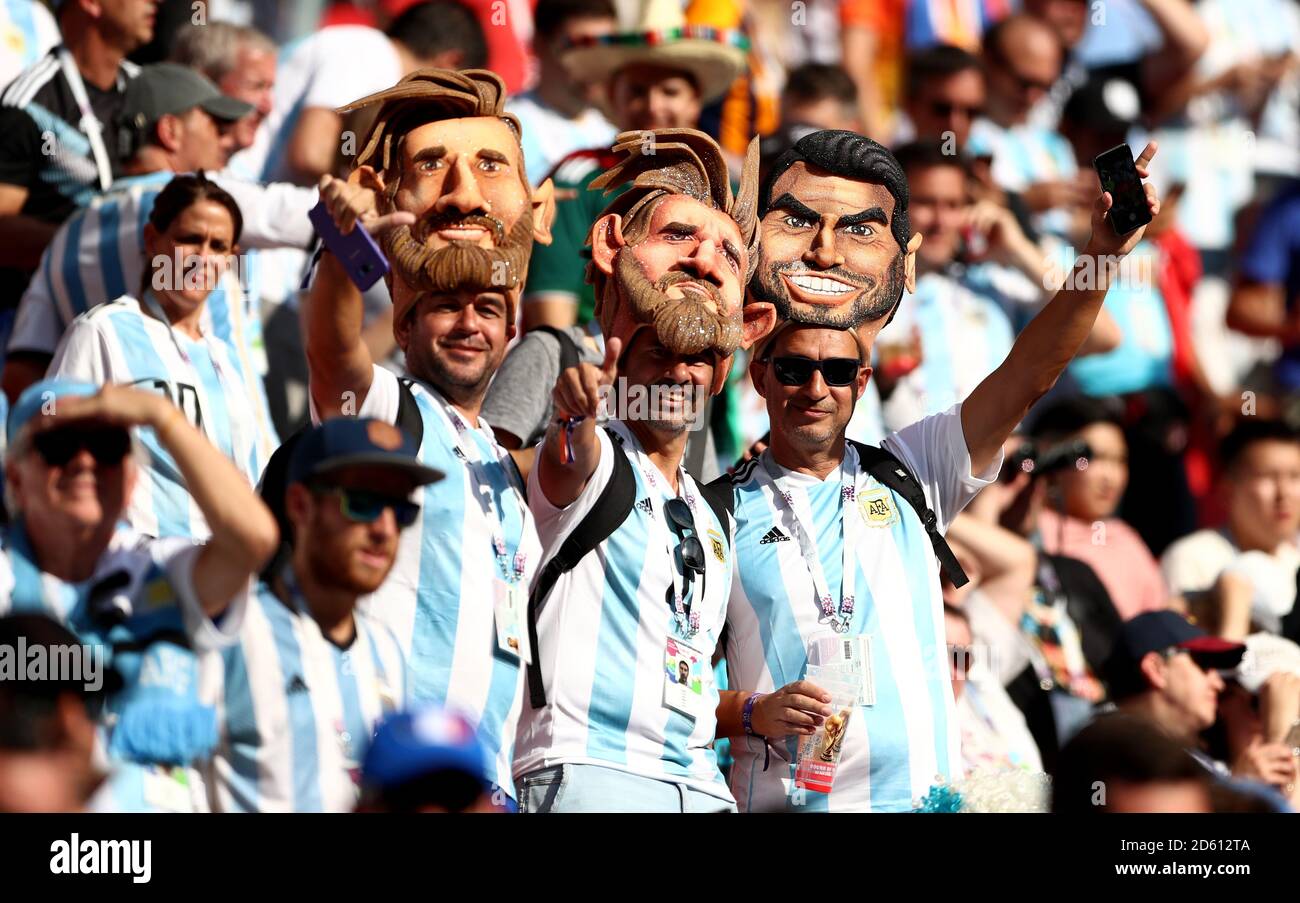 Argentina fans show support for their team in the stands Stock Photo ...