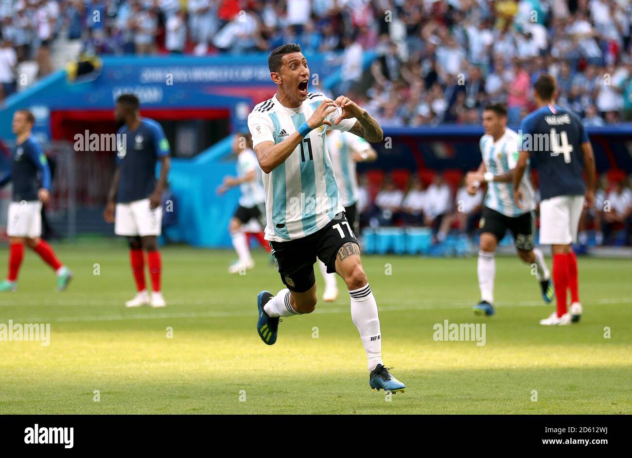 Argentina's Angel Di Maria celebrates scoring his side's first goal of ...