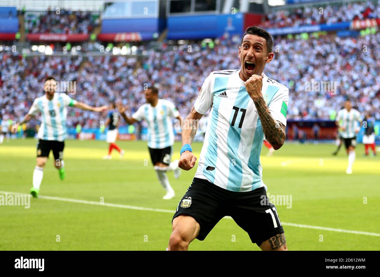 Argentina's Angel Di Maria celebrates scoring his side's first goal of ...