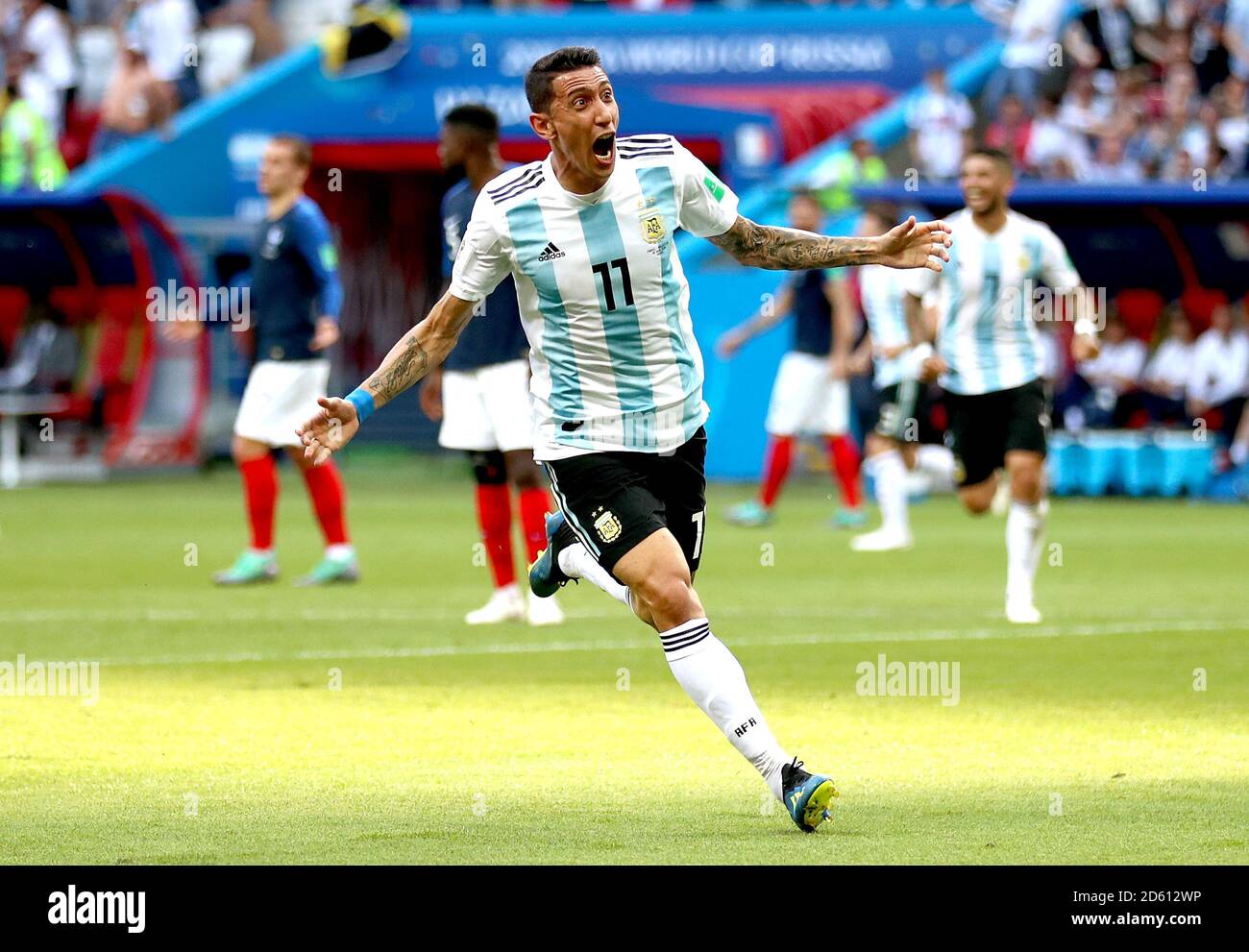 Argentina's Angel Di Maria celebrates scoring his side's first goal of ...