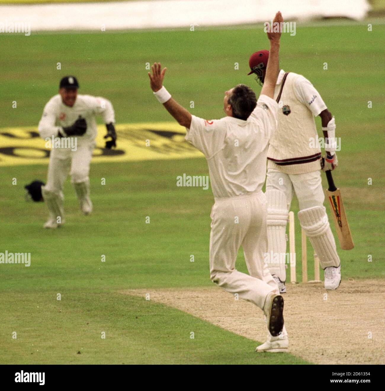 England's Andrew Caddick celebrates taking the final wicket Stock Photo ...