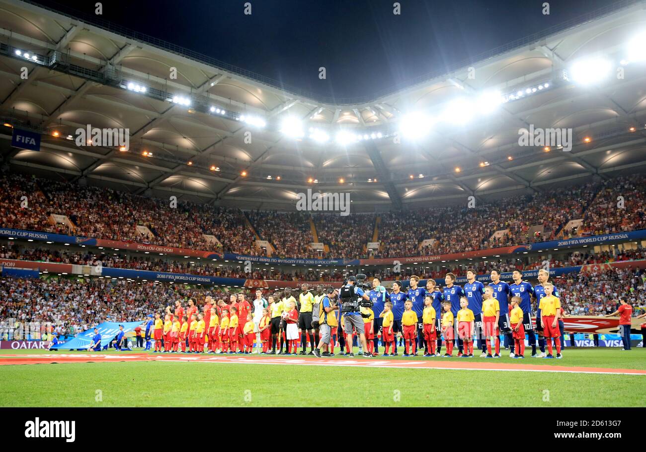 The two teams line-up for the national anthems Stock Photo - Alamy