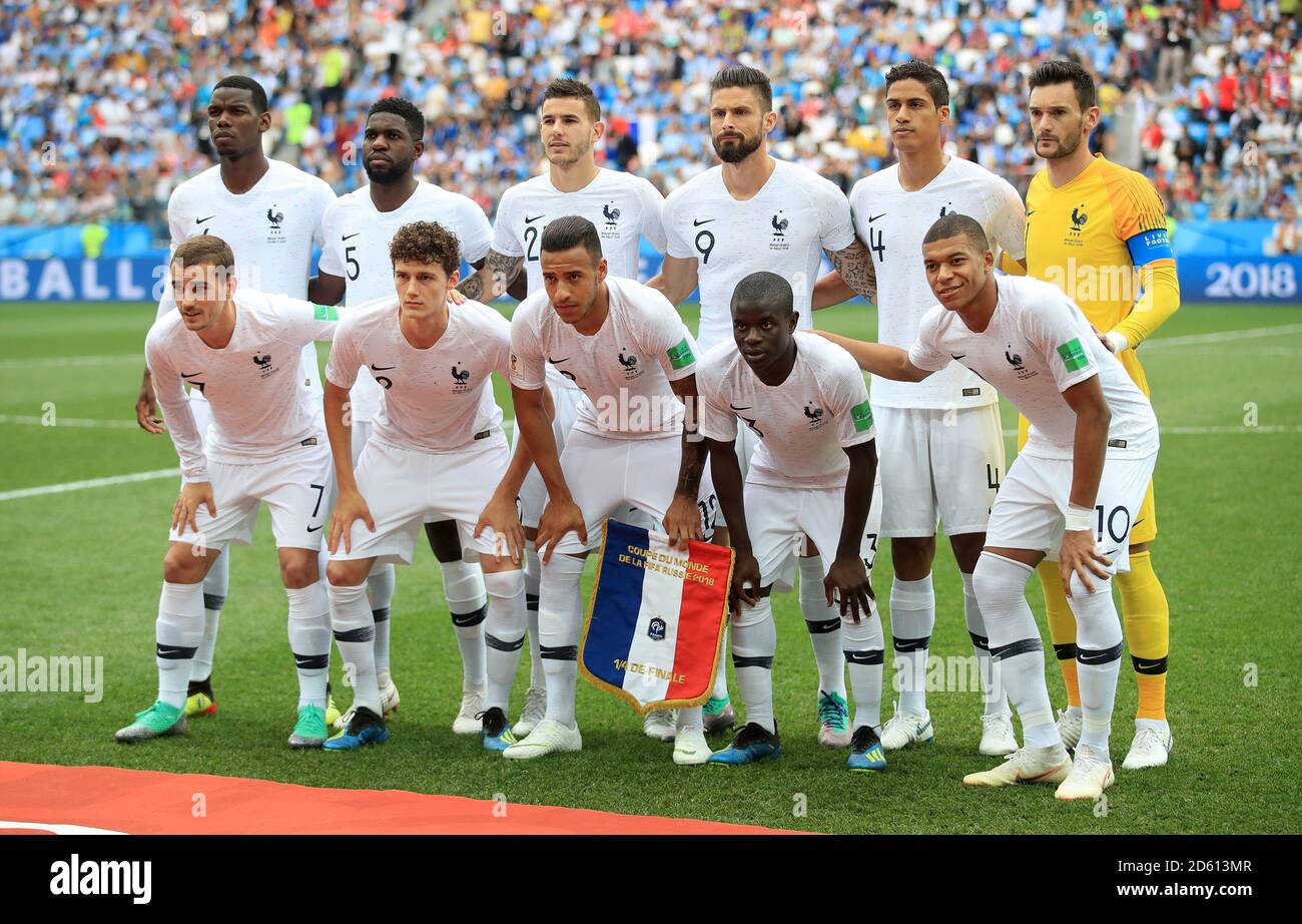 Back row, left to right, France's Paul Pogba, Samuel Umtiti, Lucas ...