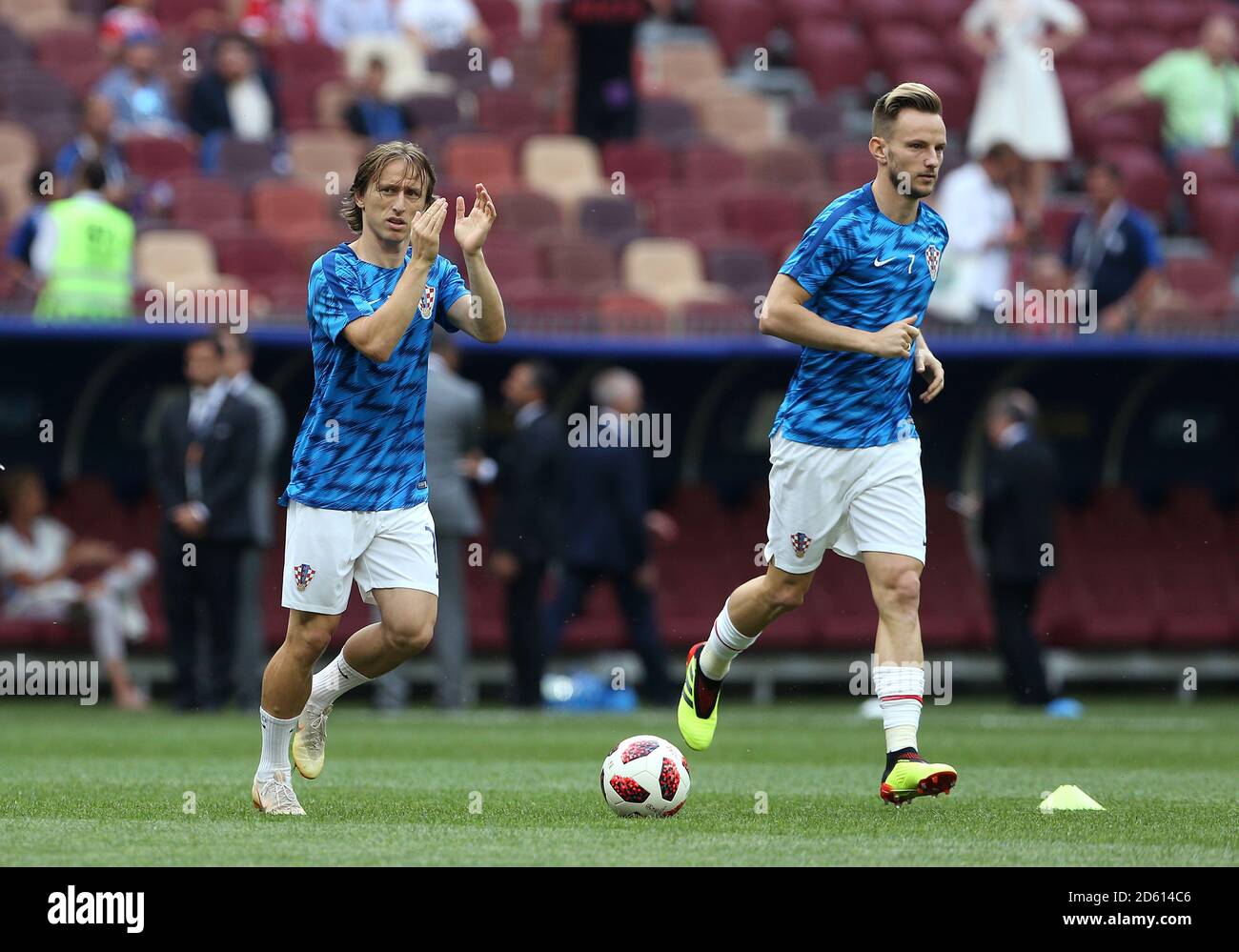 Croatia's Luka Modric (left) and Ivan Rakitic warming up before the ...