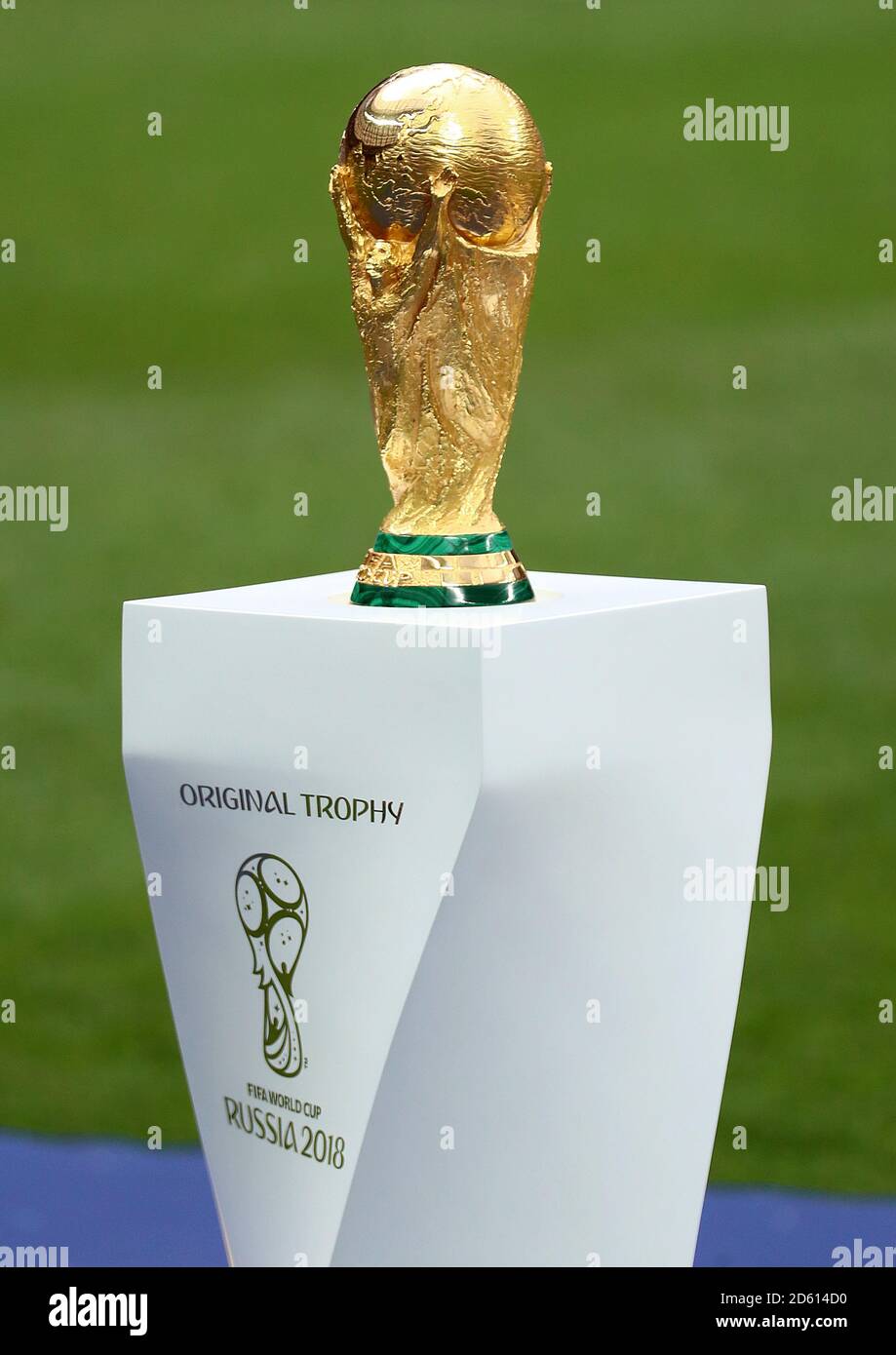 The trophy on display before the FIFA World Cup 2018 final at the ...