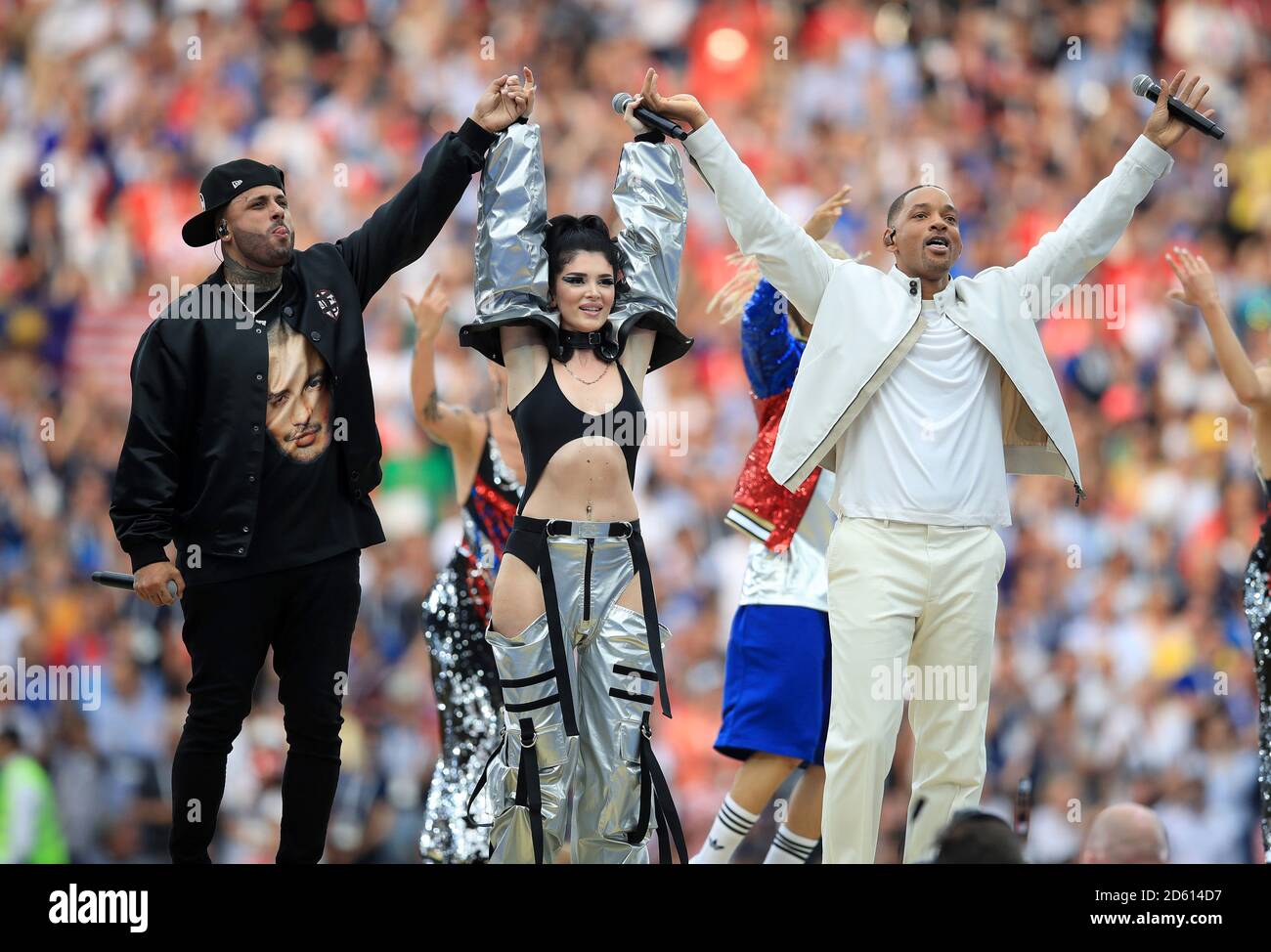 Nicky Jam, Era Istrefi and Will Smith performing for the closing ...