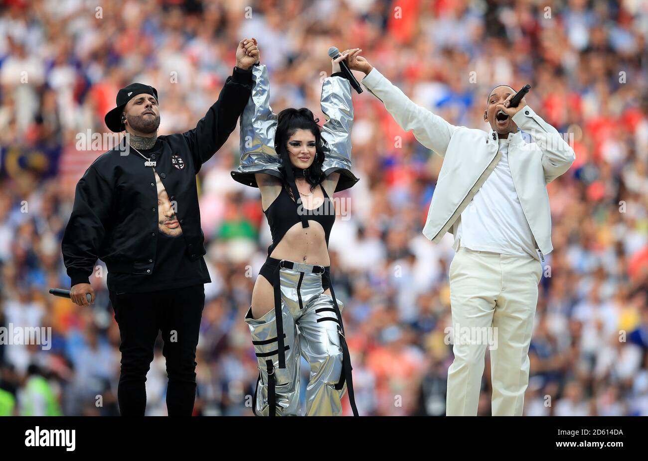 Nicky Jam, Era Istrefi and Will Smith performing for the closing ...