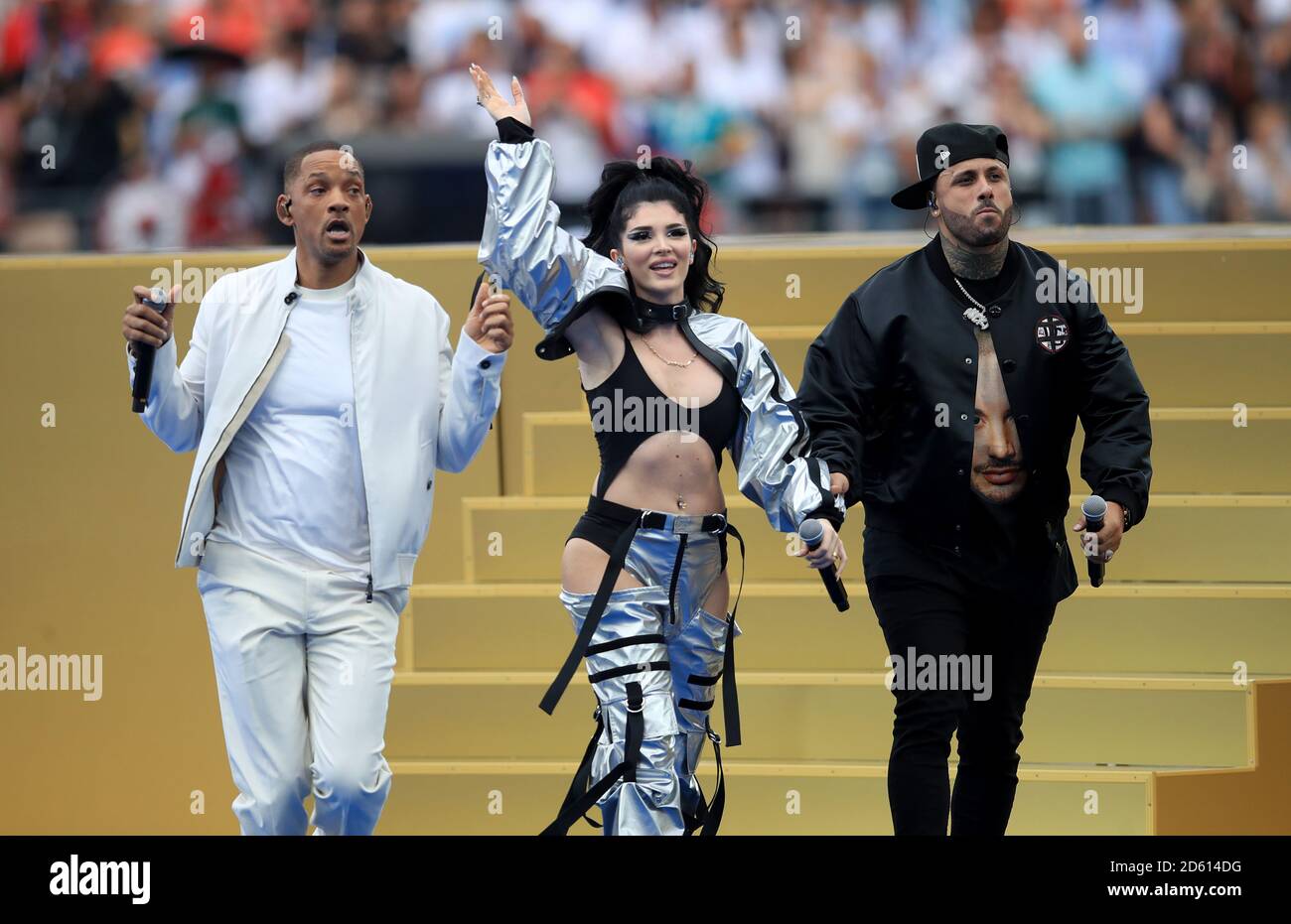 Will Smith, Era Istrefi and Nicky Jam, performing for the closing ...