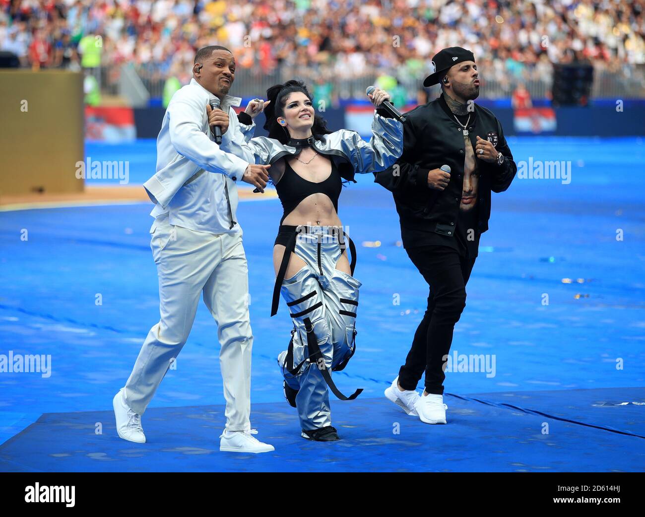 Will Smith, Era Istrefi and Nicky Jam performing for the closing ...