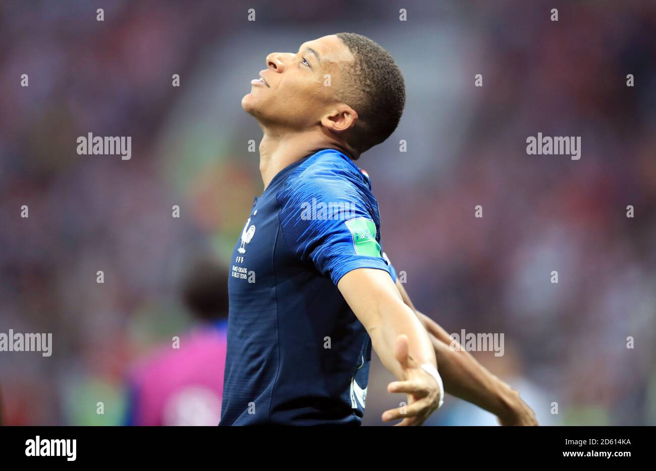 France's Kylian Mbappe celebrates scoring his side's fourth goal of the ...