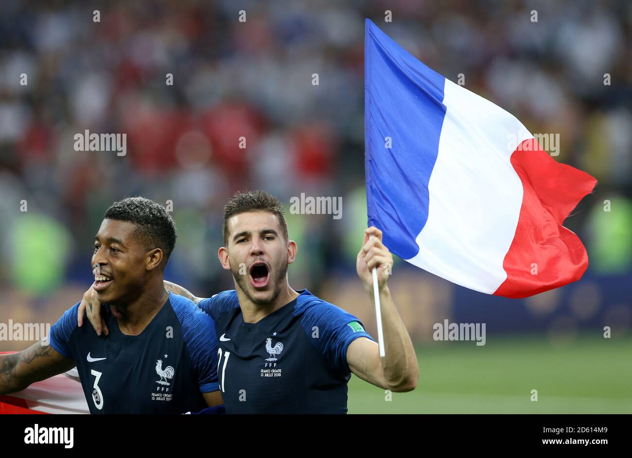 France's Lucas Hernandez (right) and Presnel Kimpembe celebrate after ...