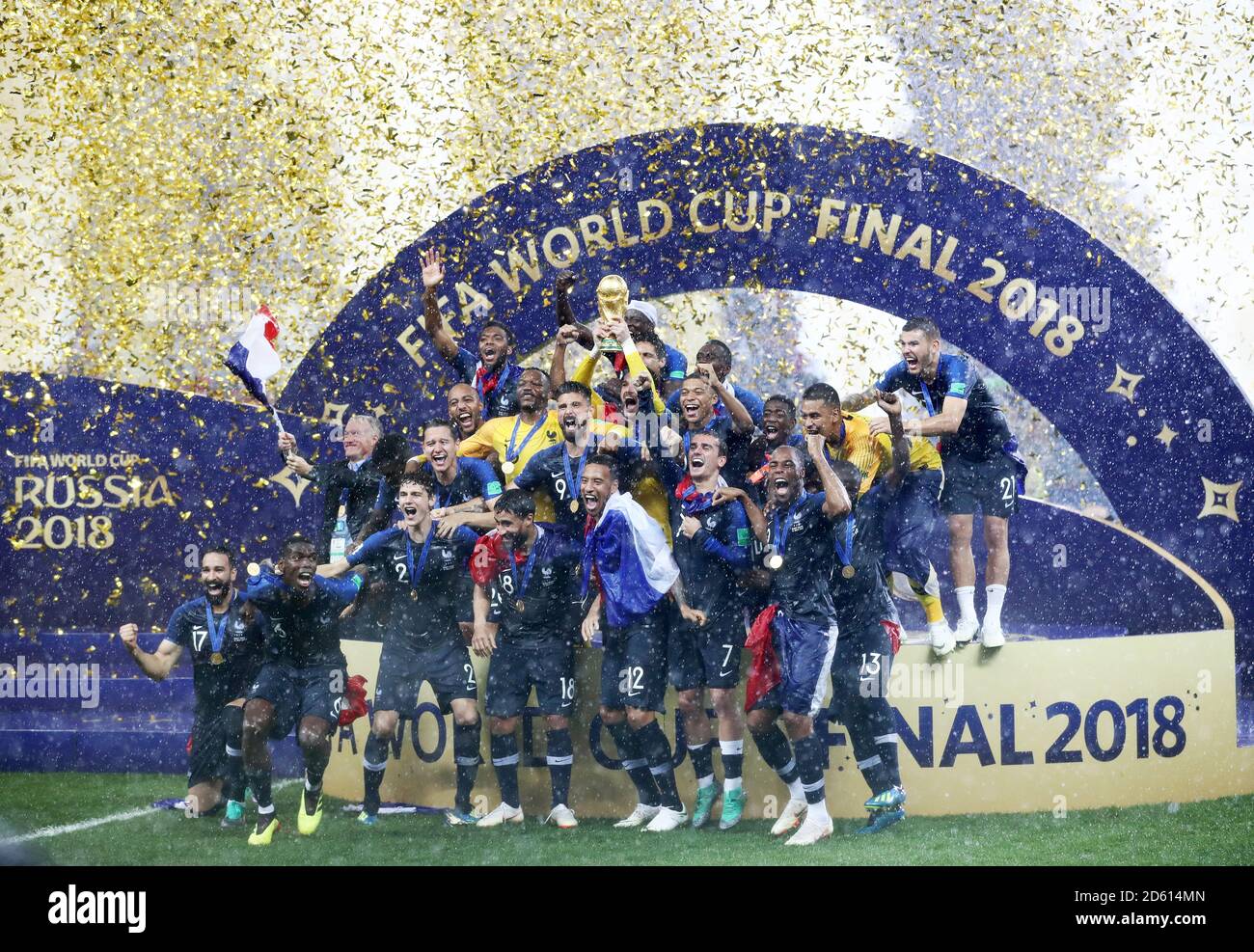 France players celebrate with the trophy after the FIFA World Cup 2018 ...