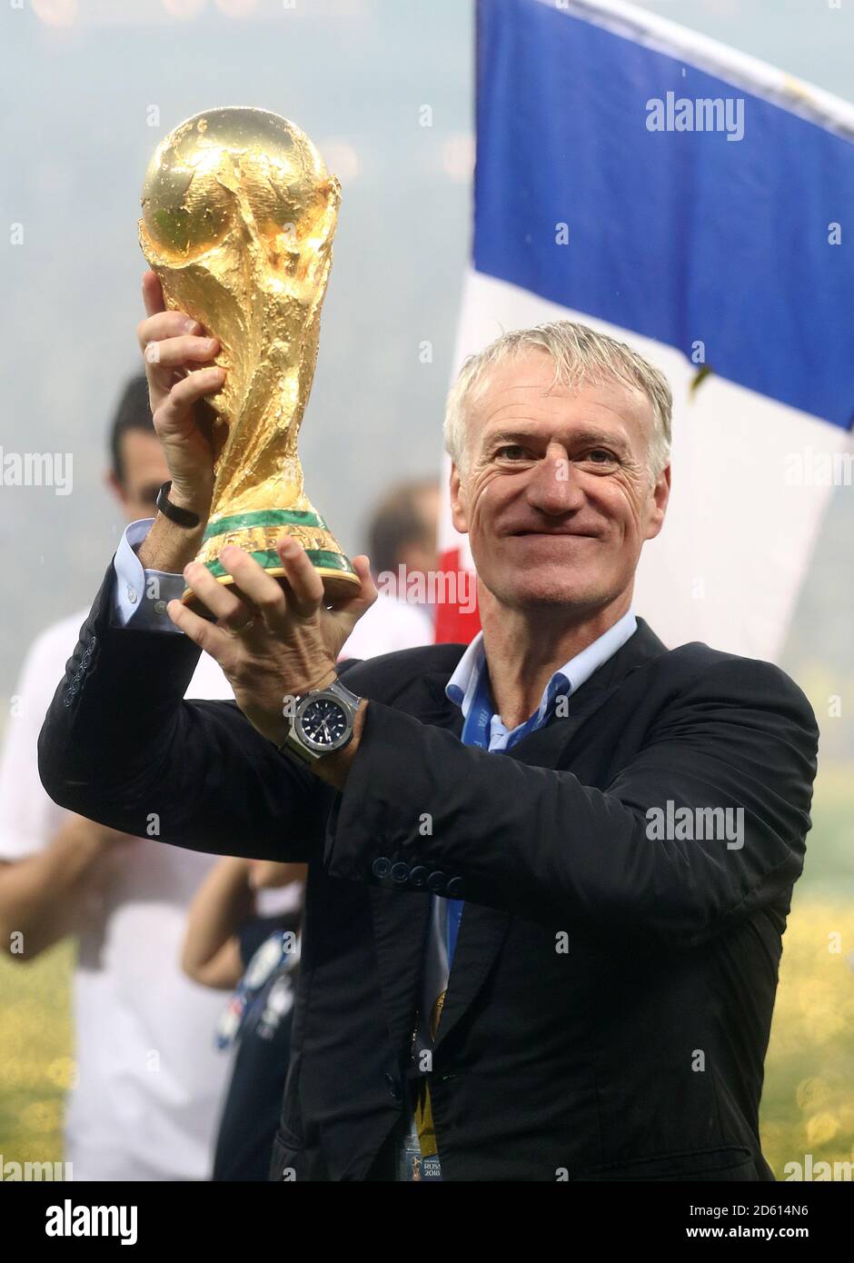 France manager Didier Deschamps celebrates with the trophy after the ...