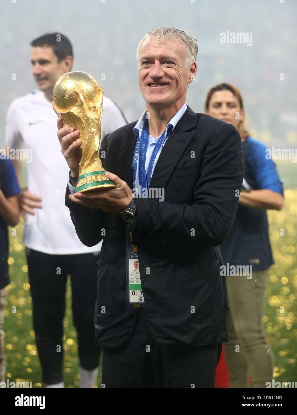 France manager Didier Deschamps celebrates with the trophy after the ...