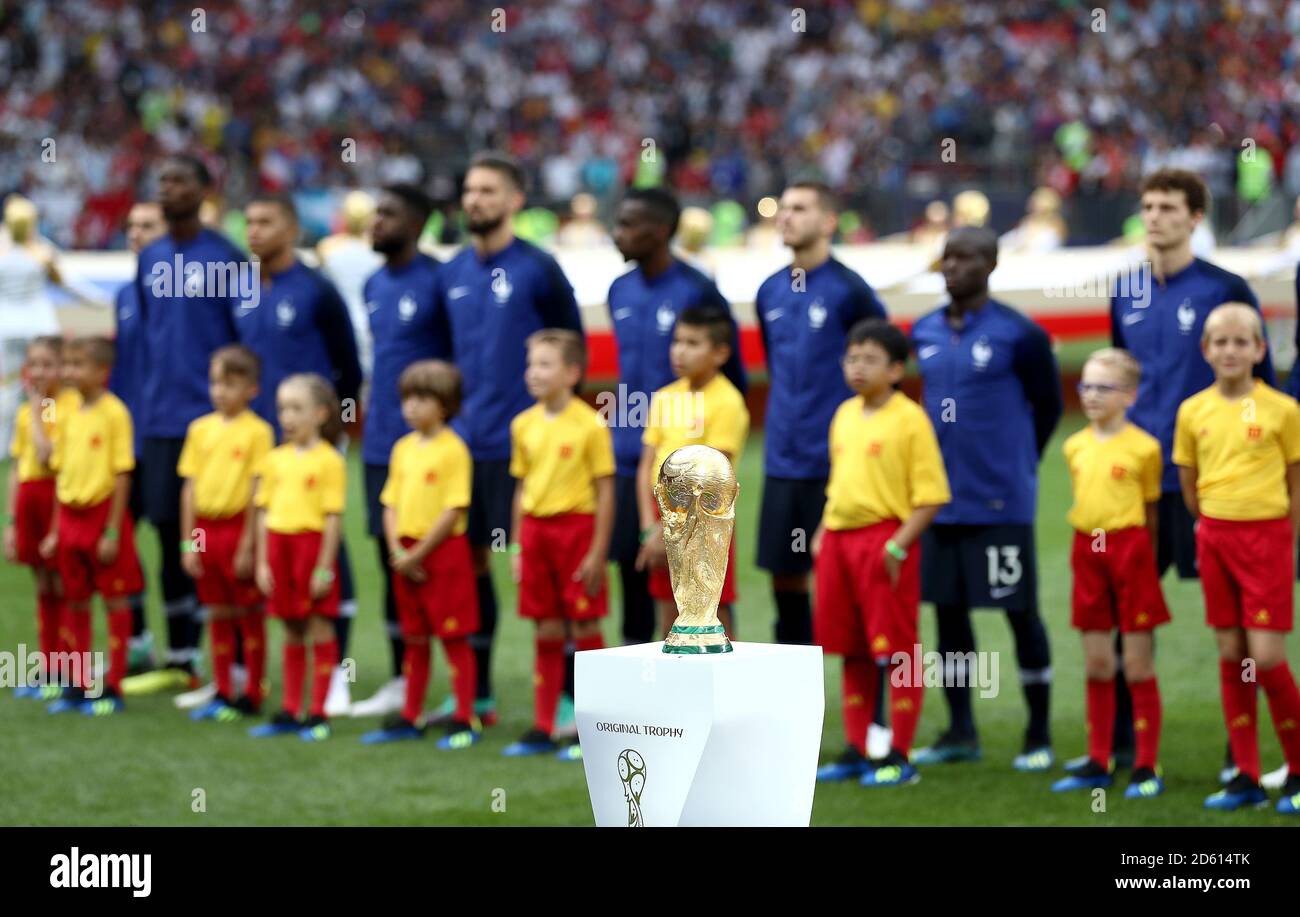 The trophy on display before the FIFA World Cup 2018 final at the ...