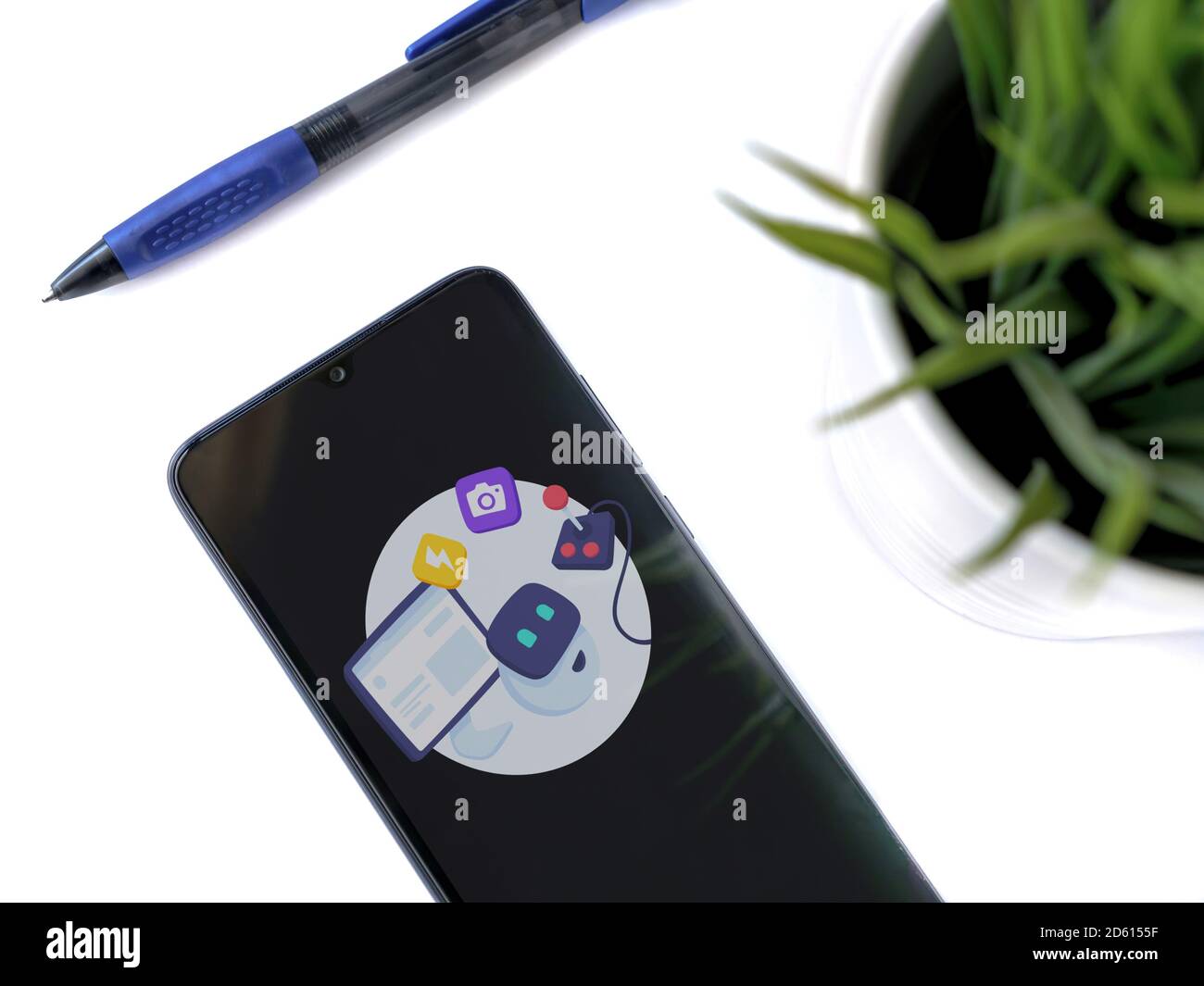 Lod, Israel - July 8, 2020: Modern minimalist office workspace with ...