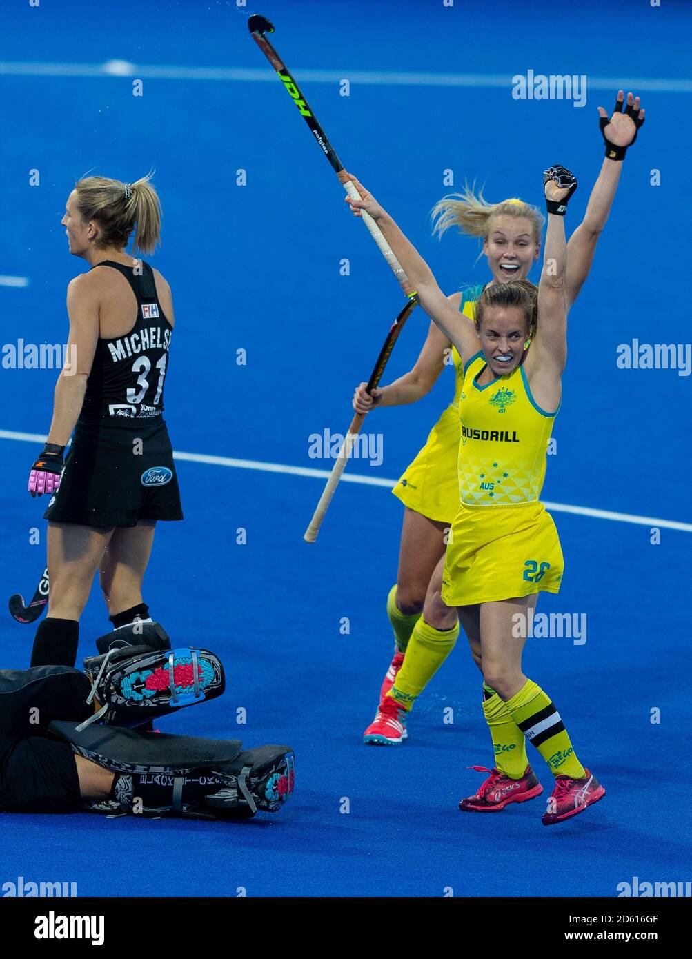 Australia's Emily Smith celebrates scoring their first goal Stock Photo ...